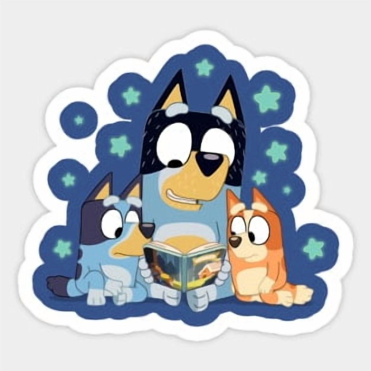 Dad Reading A Story Book Sticker Bluey Stickers For Kids, Bluey ...
