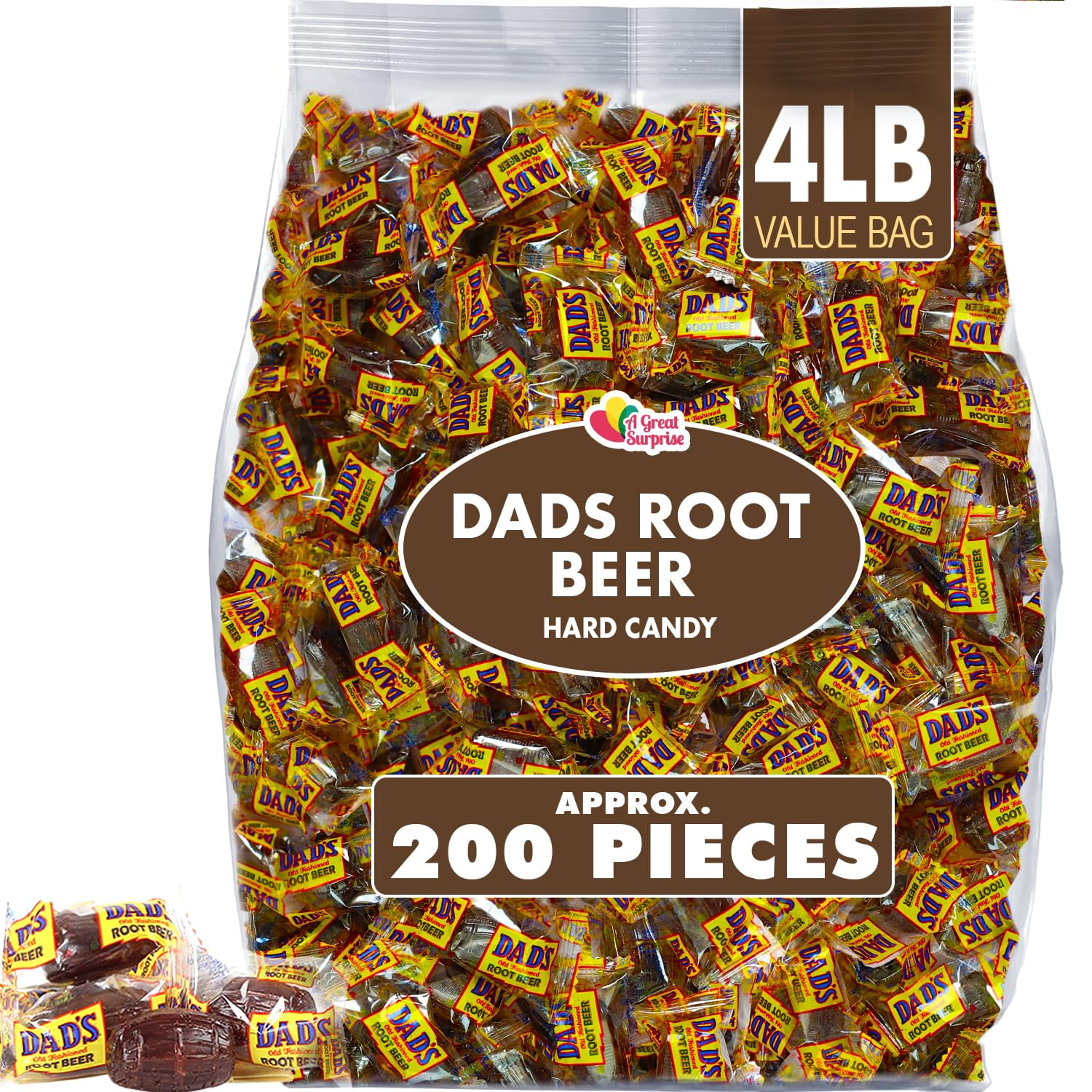 Dads Root Beer Barrels Rootbeer Barrels Hard Candy 4 Pounds Washburn Old Fashioned