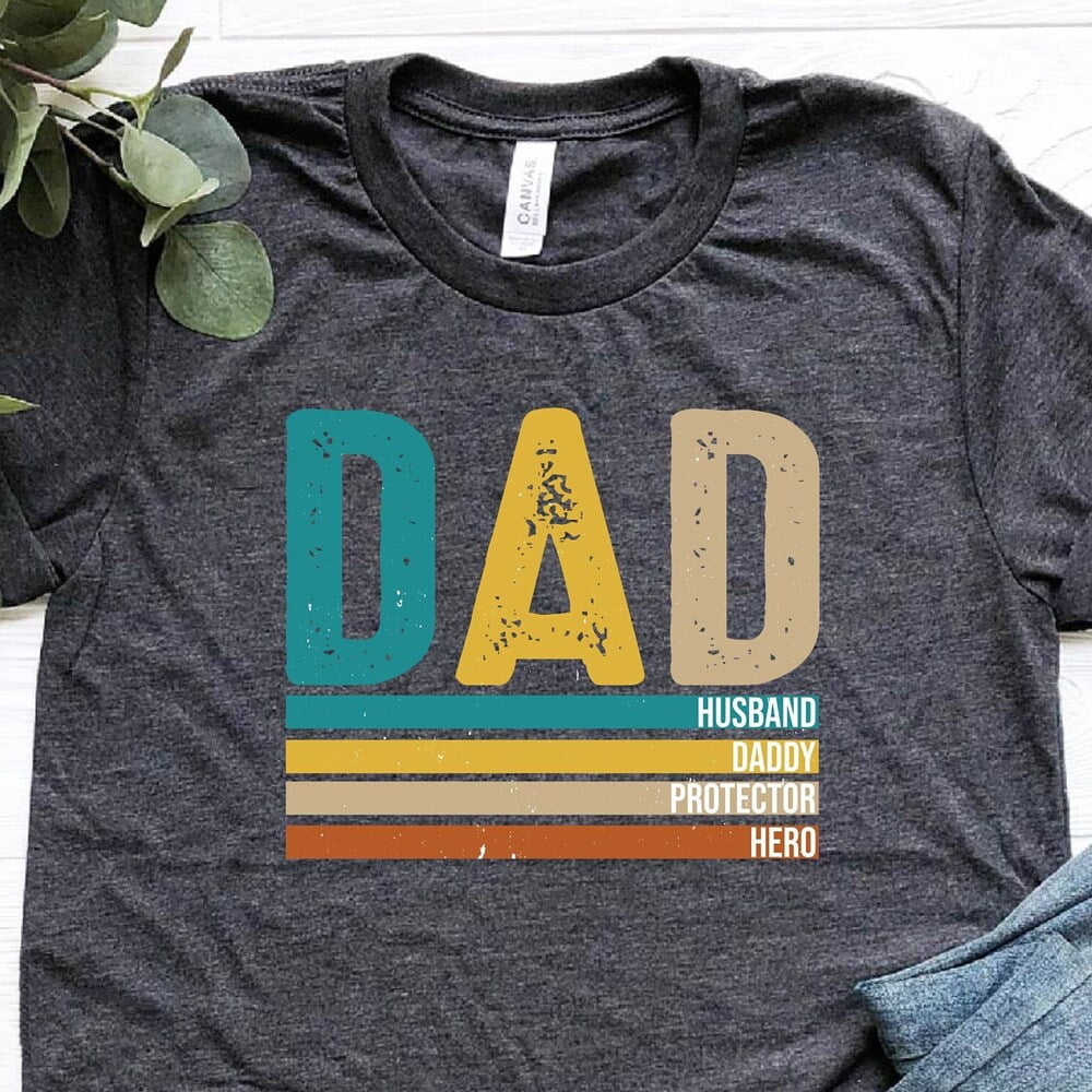 Dad Shirt, Husband Daddy Protector Hero T-Shirt, Father's Day Shirt ...