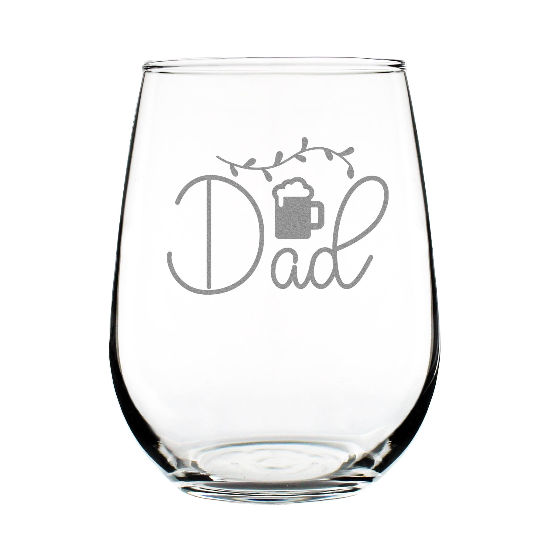 Dad Stemless Wine Glass, Hand Engraved Etched Beer Mug Design Gift ...