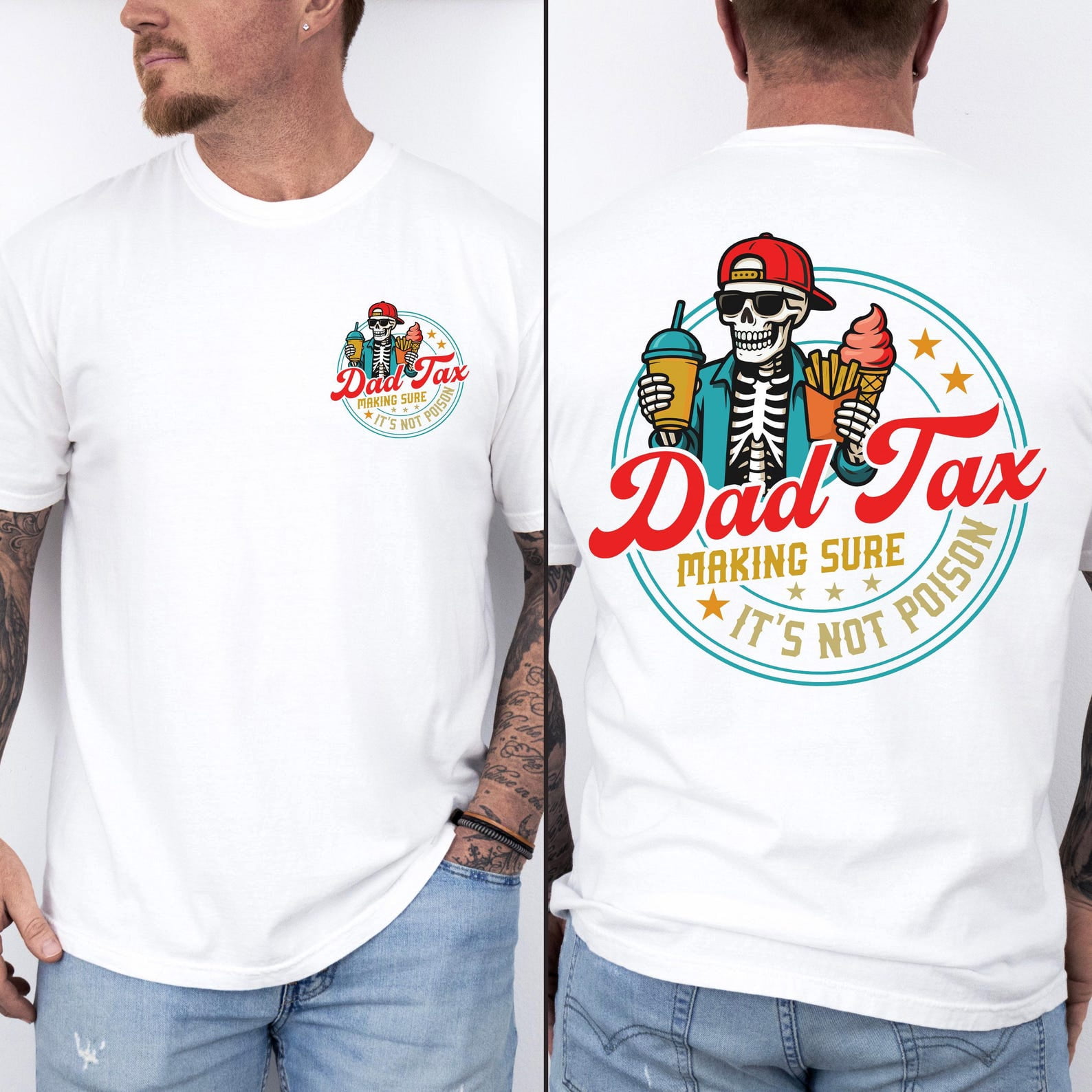 Dad Tax Shirt, Skeleton Dad Graphic Tee, Retro Dad Humor Design, Father ...