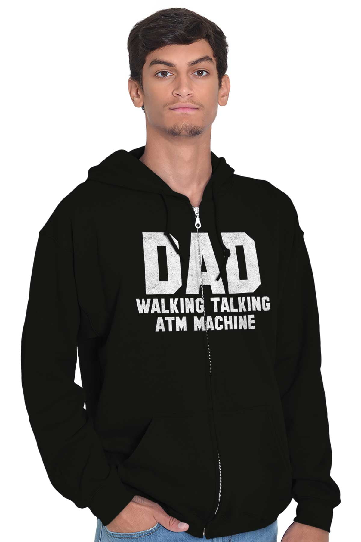 Dad Walking Talking ATM Machine Funny Men Big & Tall Zip Hoodie Brisco ...