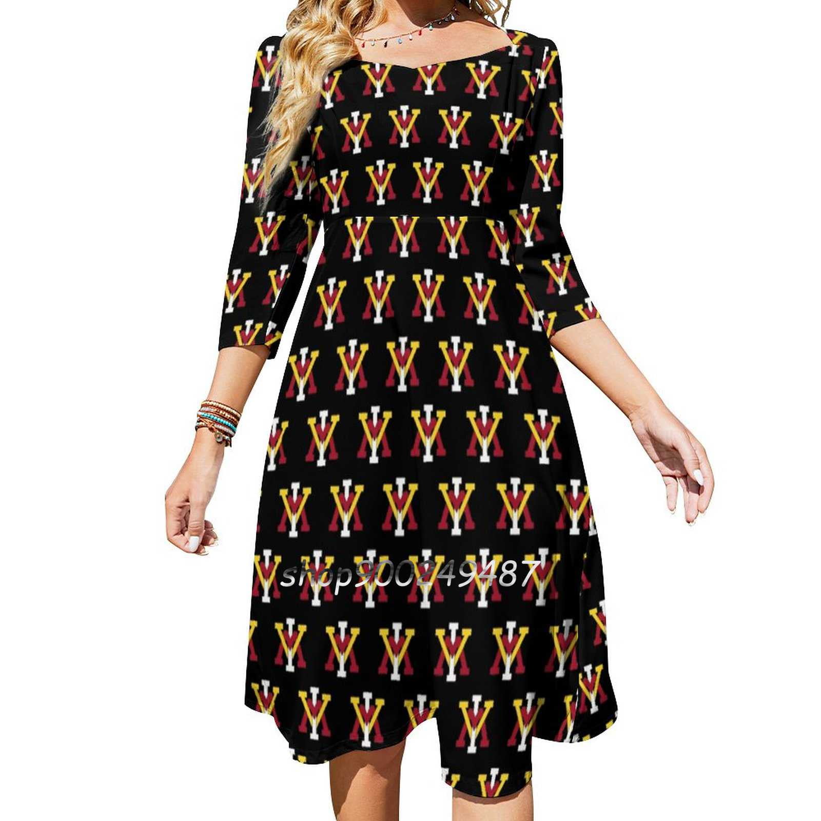 Dad Was A Vmi Keydet Pattern Square Neck Dress Cute Loose Print Dresses ...