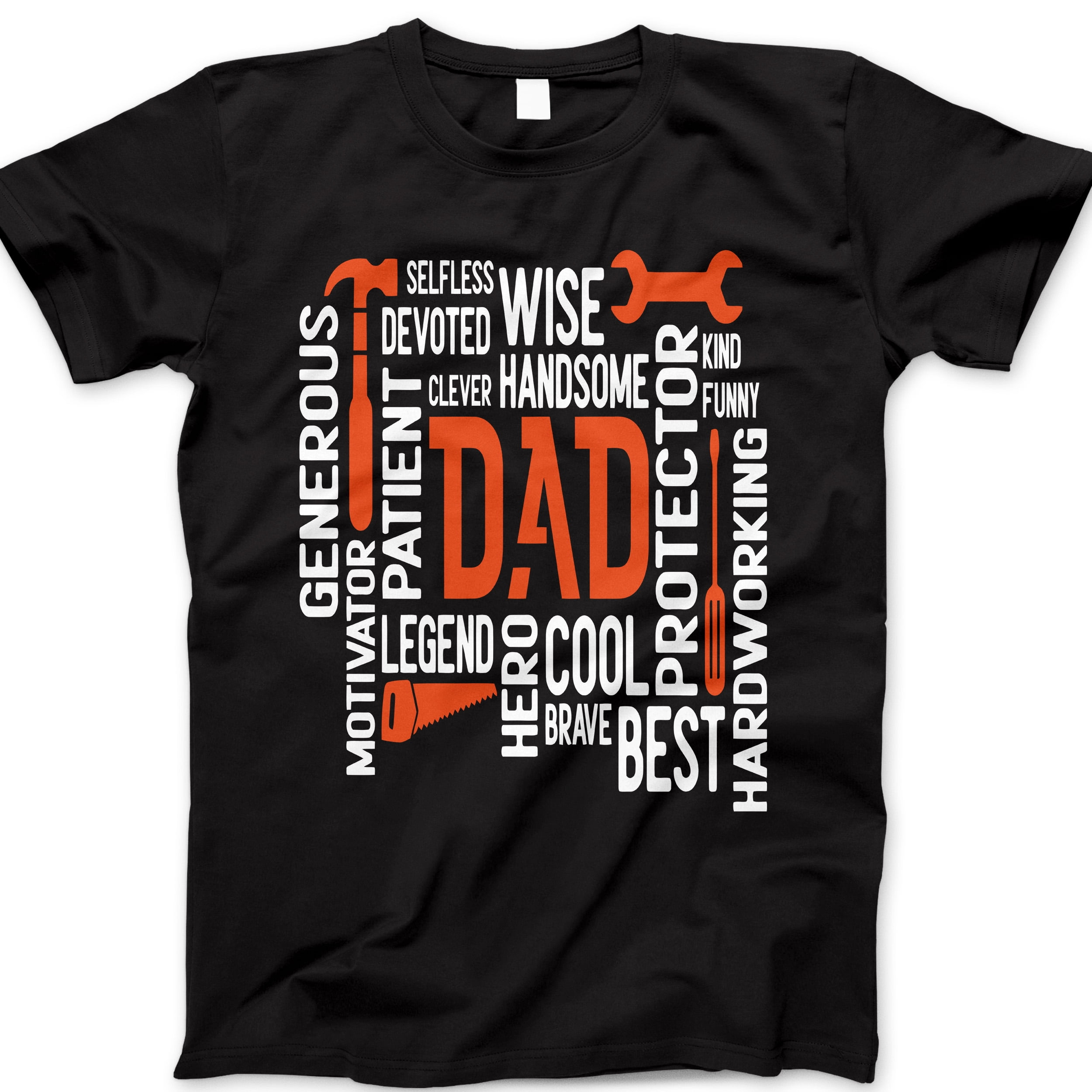 Dad Word Art T-Shirt – Toolbox Tools Graphic Tee with Motivational Words, Father’s Day Gift ...