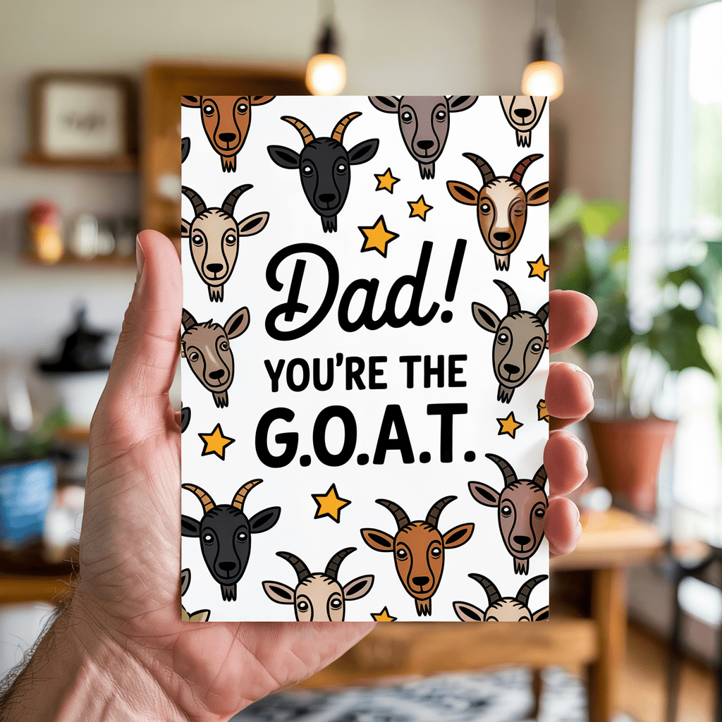 Dad! You're the G.O.A.T. Funny Greeting Card - Cute Goat Design for ...