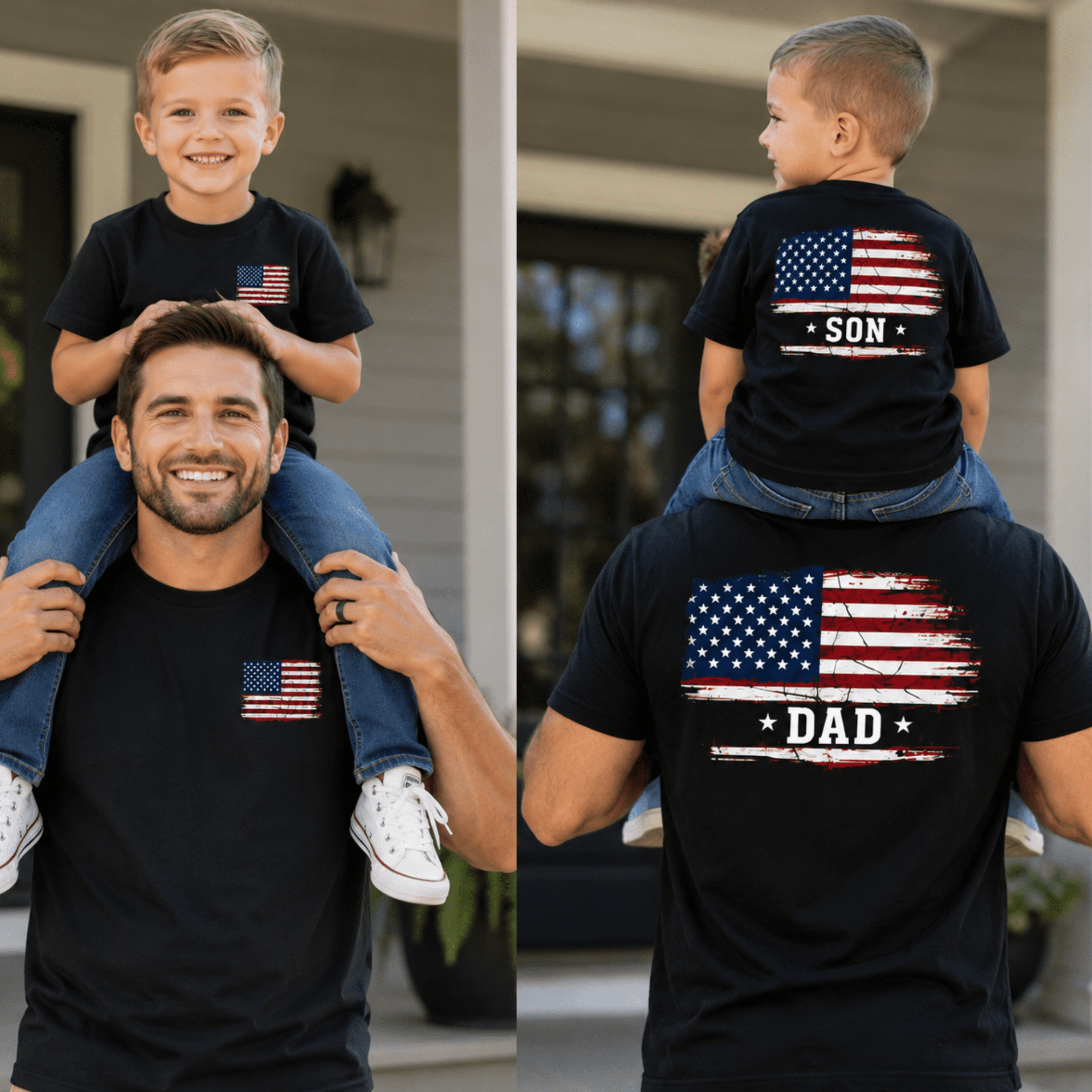 Dad and Son Matching Shirts, American Flag Dad Son Outfit, Patriotic ...