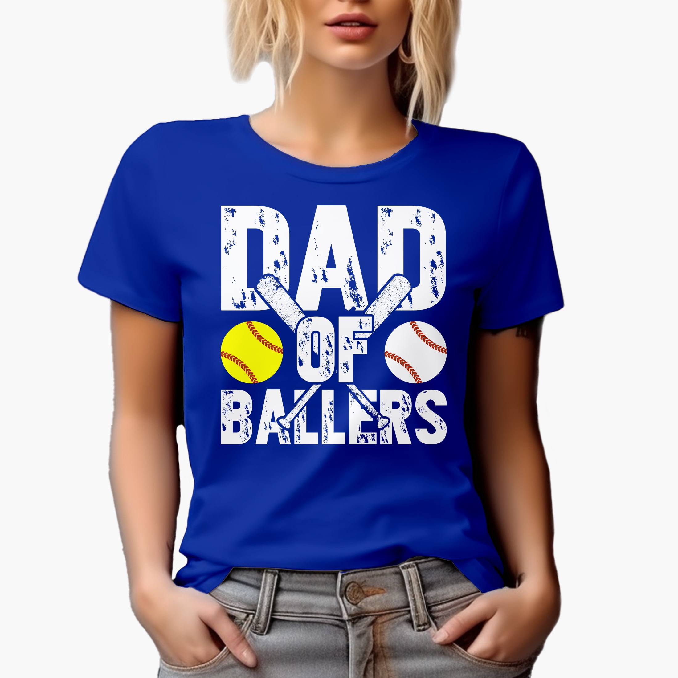 Dad of Ballers, Baseball Dad, Father's Day, Royal Blue T-Shirt, Large ...