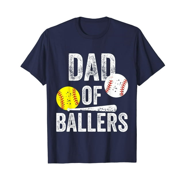 Dad of Ballers Funny Dad of Baseball and Softball Player Unisex T-Shirt Funny Cute Softball ...