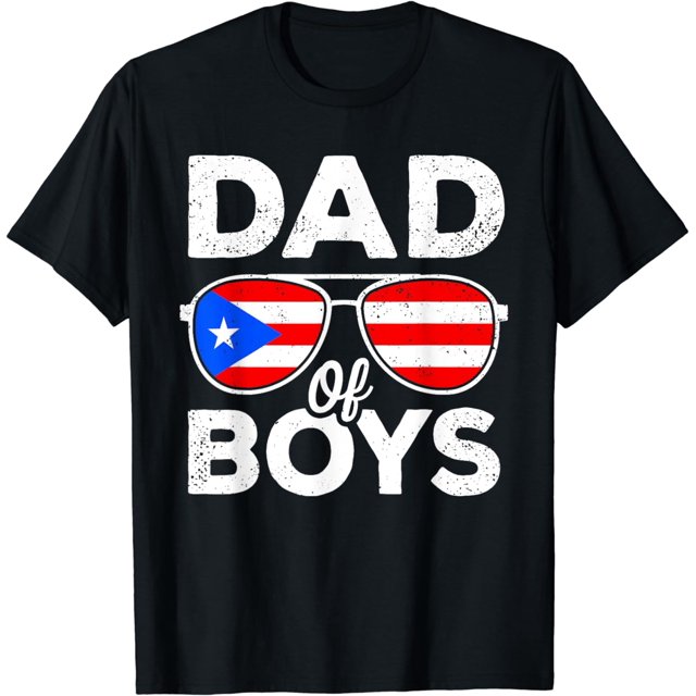 Dad of Boys Fathers Day Retro Puerto Rico Flag Boricua Dad T-Shirt ...