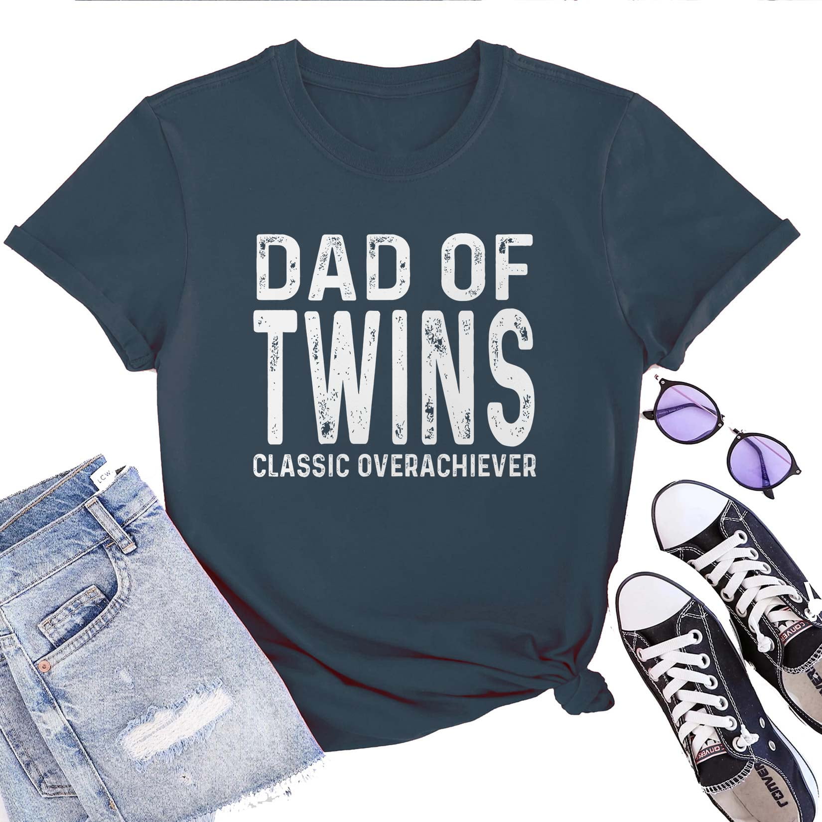Dad of Twins Women's T-Shirt – Funny Overachiever Twin Dad Tee, Father ...