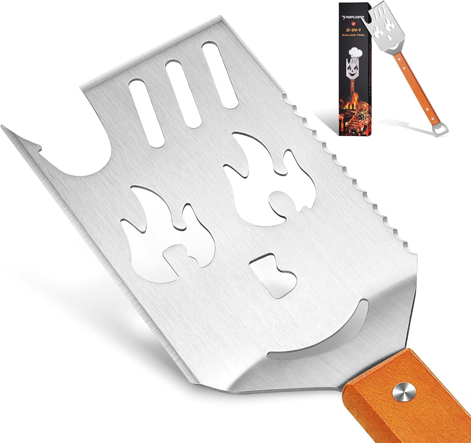 Dad's All-in-One Grill Tool: PURPLEBIRD 5-in-1 Flip Fork Spatula, 16 ...