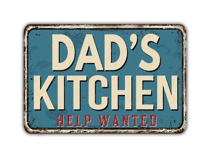 Dad's Kitchen Help Wanted Sign Vintage Retro Patio Home Décor Gift ...