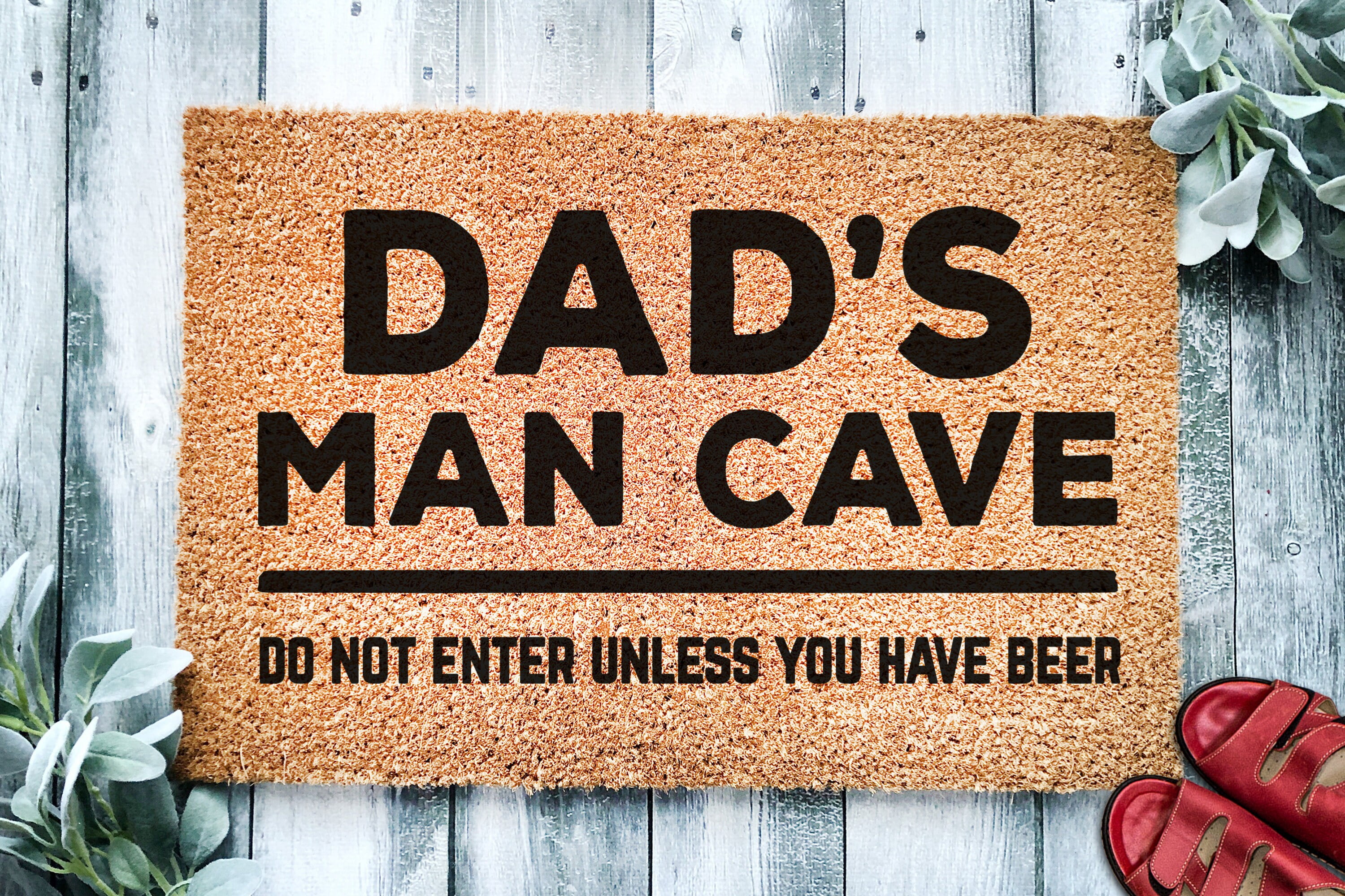 Dad's Man Cave Do Not Enter Unless You Have Beer | Funny Welcome Mat ...