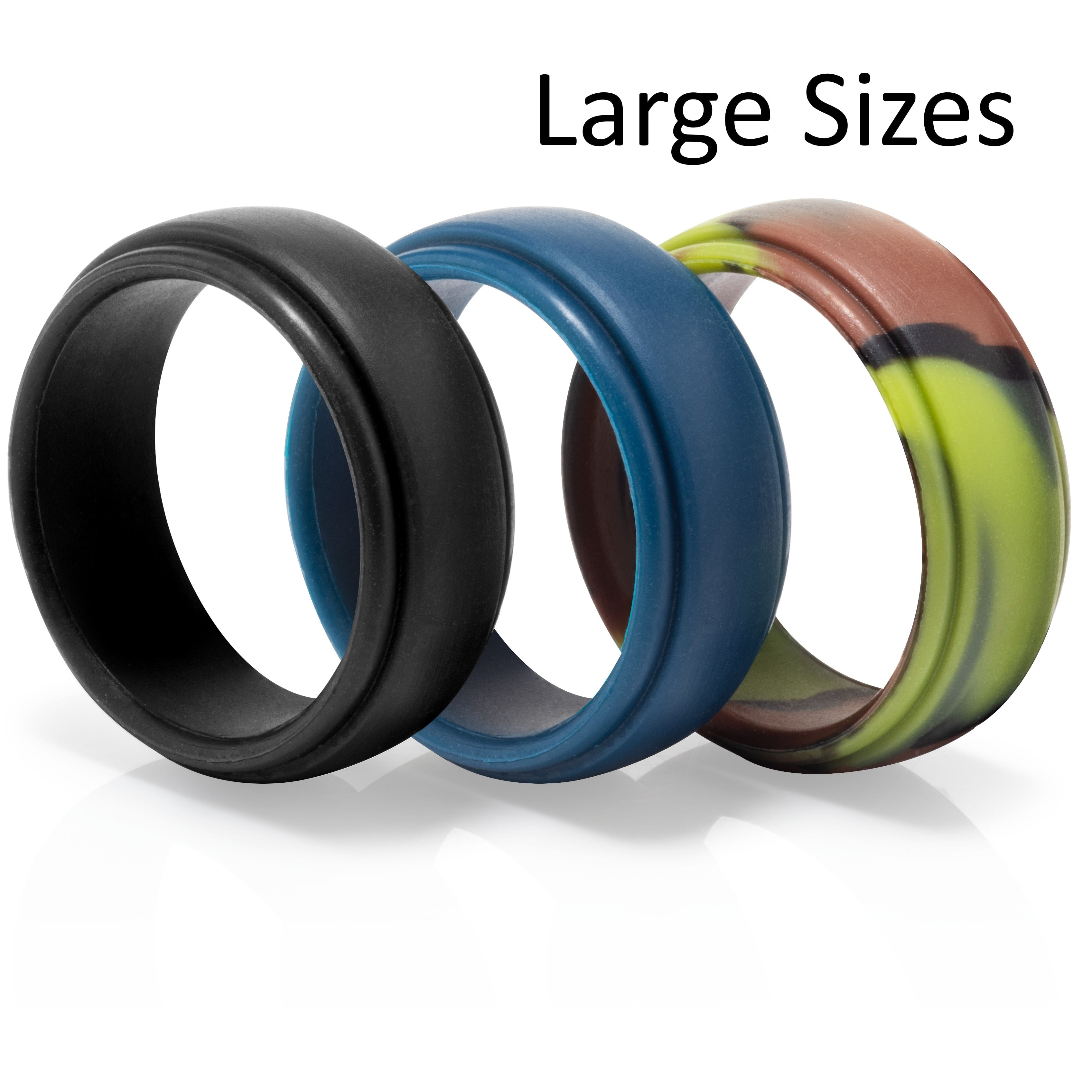 Dad's Ring Silicone Rubber Wedding Bands for Men, Black Blue Camo, Size ...