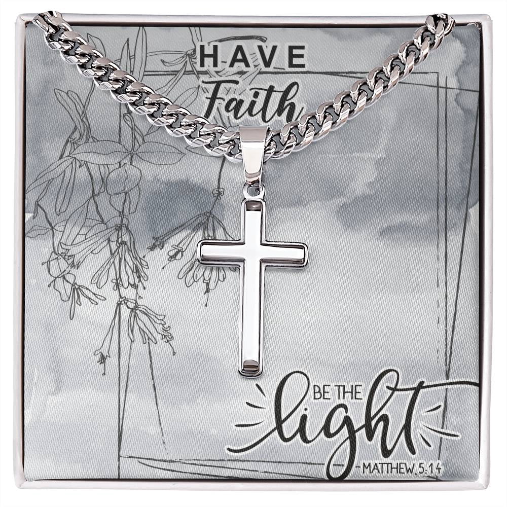Dad to Son Gifts Cross Necklace Chain Bible Verse - Be The Light ...