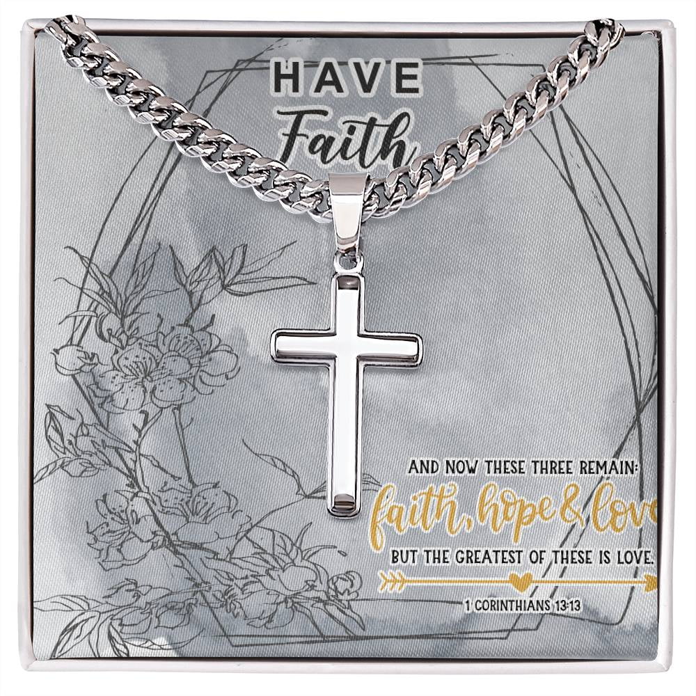 Dad to Son Gifts Cross Necklace Chain Bible Verse - Faith Hope & Love ...
