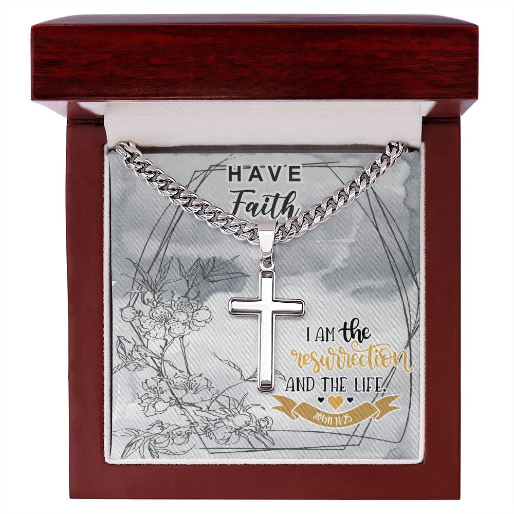 Dad to Son Gifts Cross Necklace Chain Bible Verse - I Am The ...