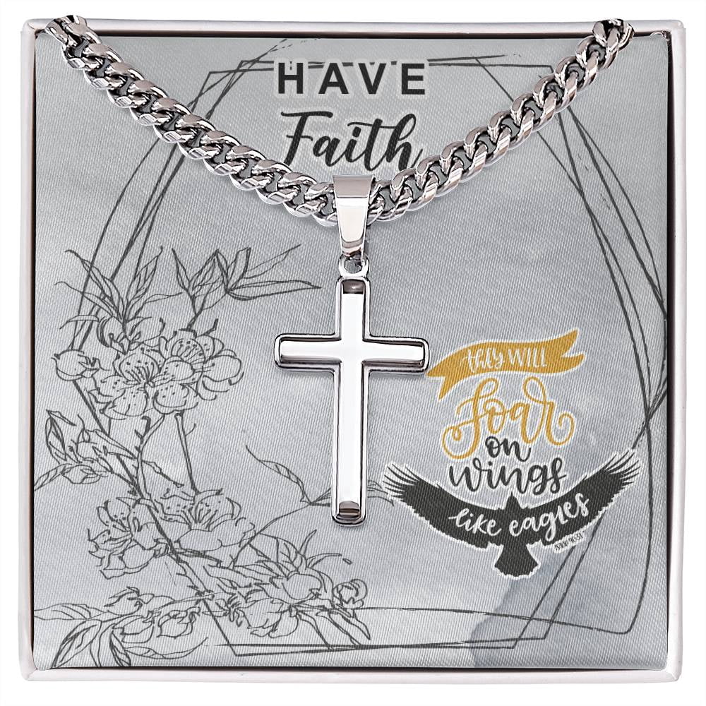 Dad to Son Gifts Cross Necklace Chain Bible Verse - They Will Soar On ...