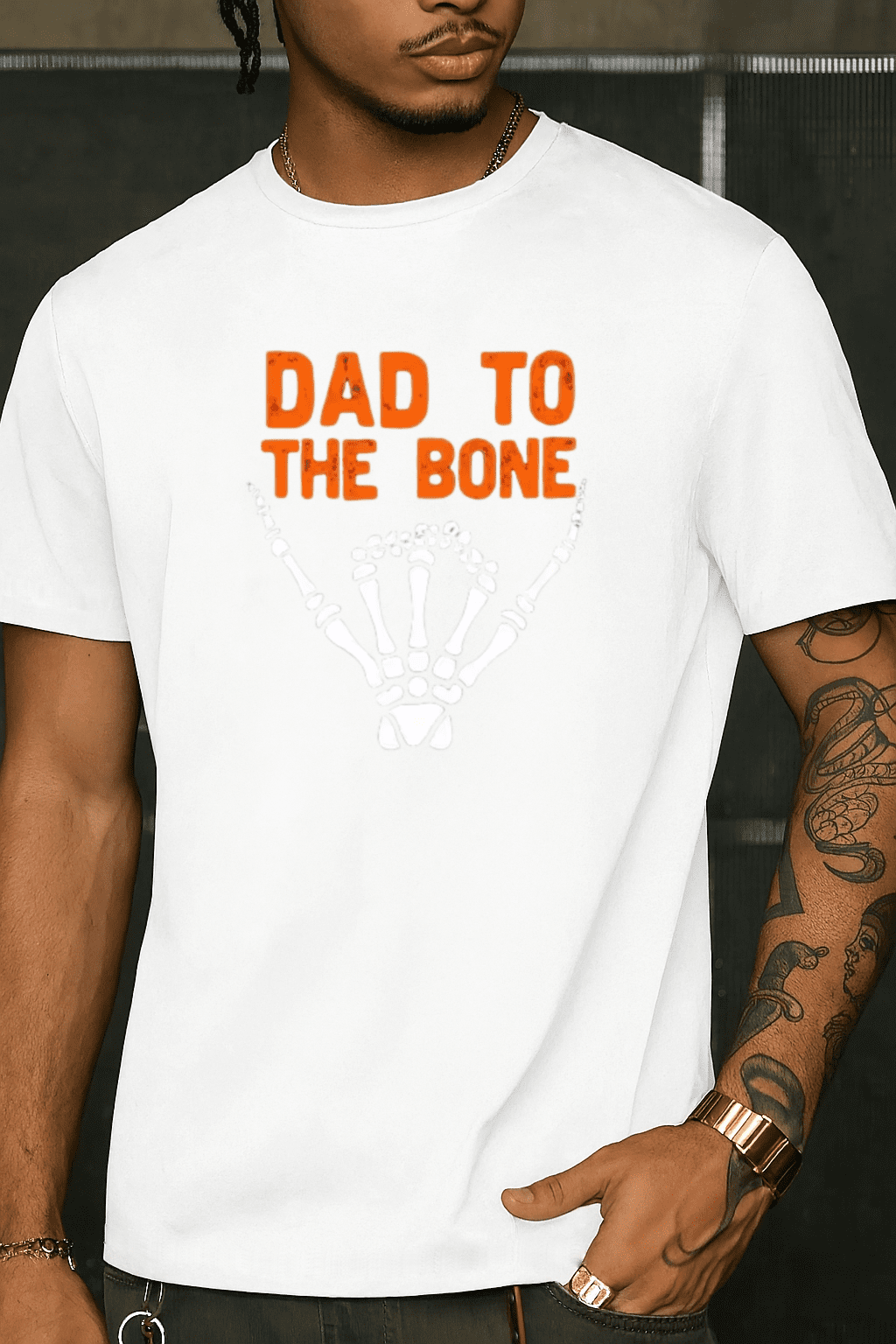 Dad to the Bone Skeleton Hand Graphic Funny Father Quote Joke Unisex T ...