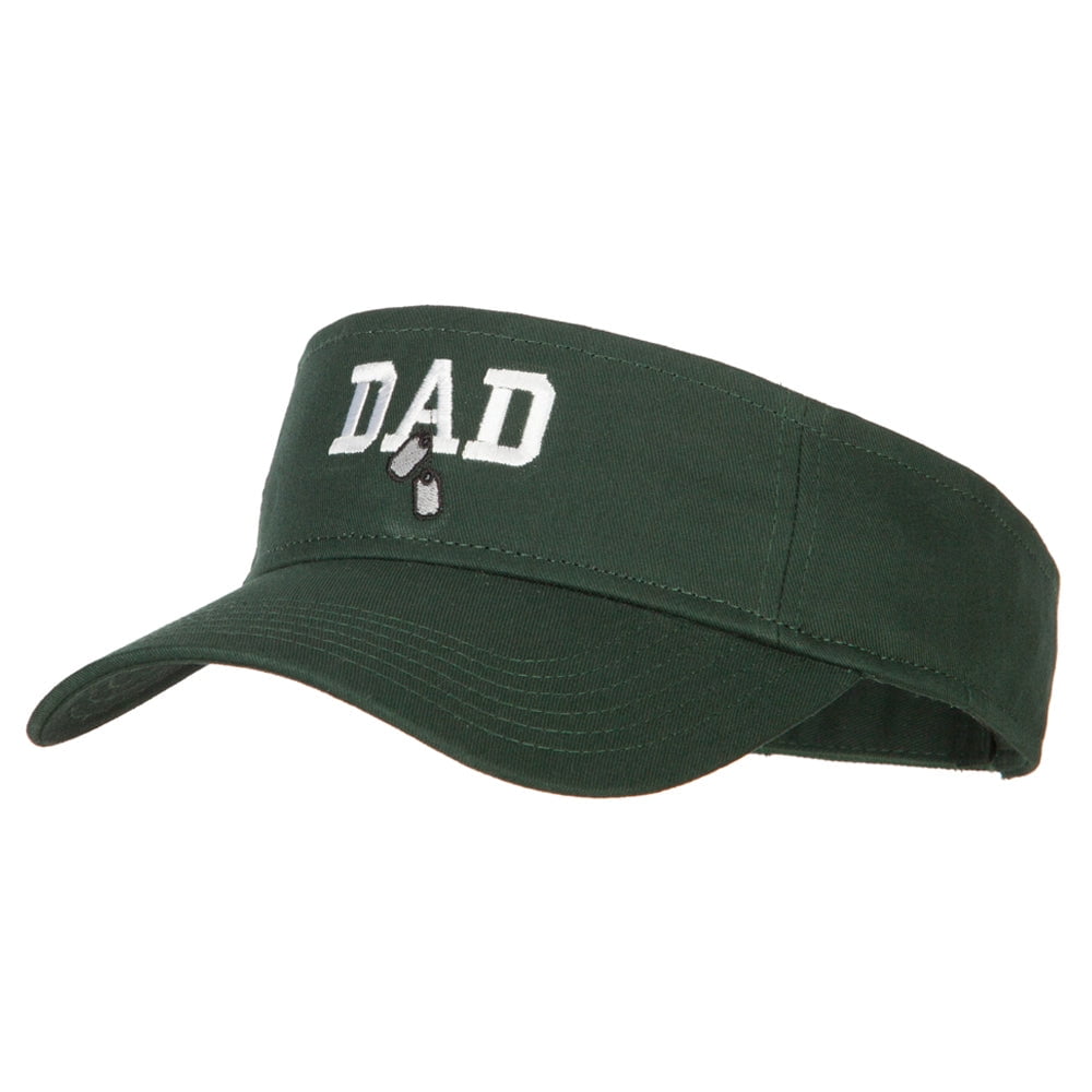 Dad with Military Dog Tags Embroidered Cotton Twill Sun Visor - Dk ...