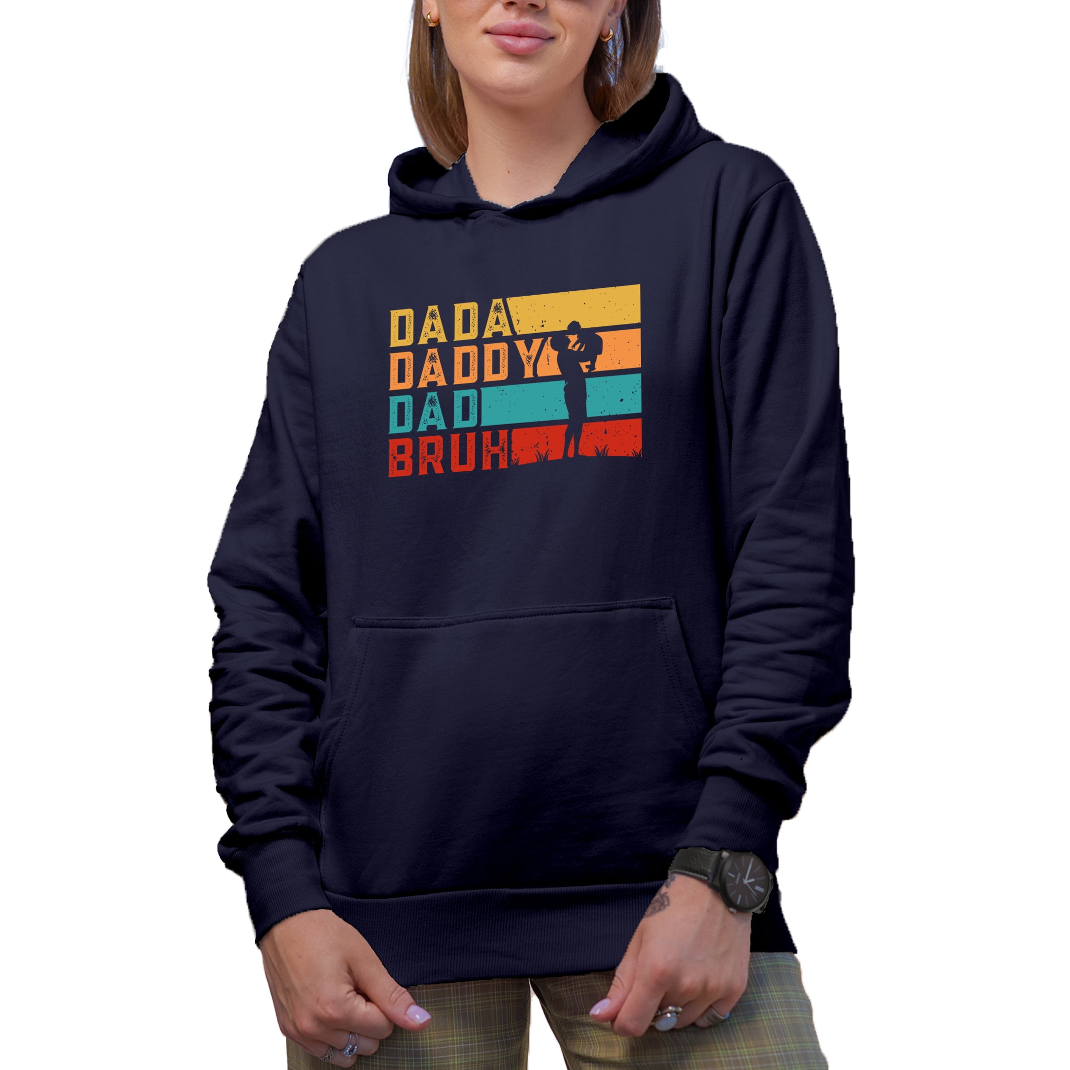 Dada. Daddy. Dad. Bruh., Father's Day & Birthday, Navy Blue Hooded ...