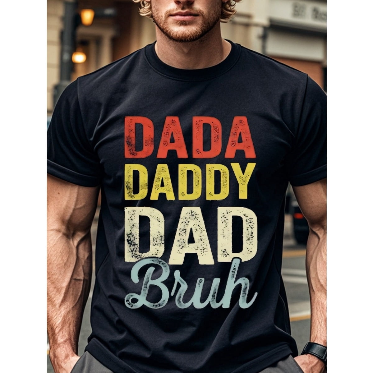 Dada Daddy Dad Bruh Graphic Tee - 100% Cotton. Short Sleeve. Round Neck ...