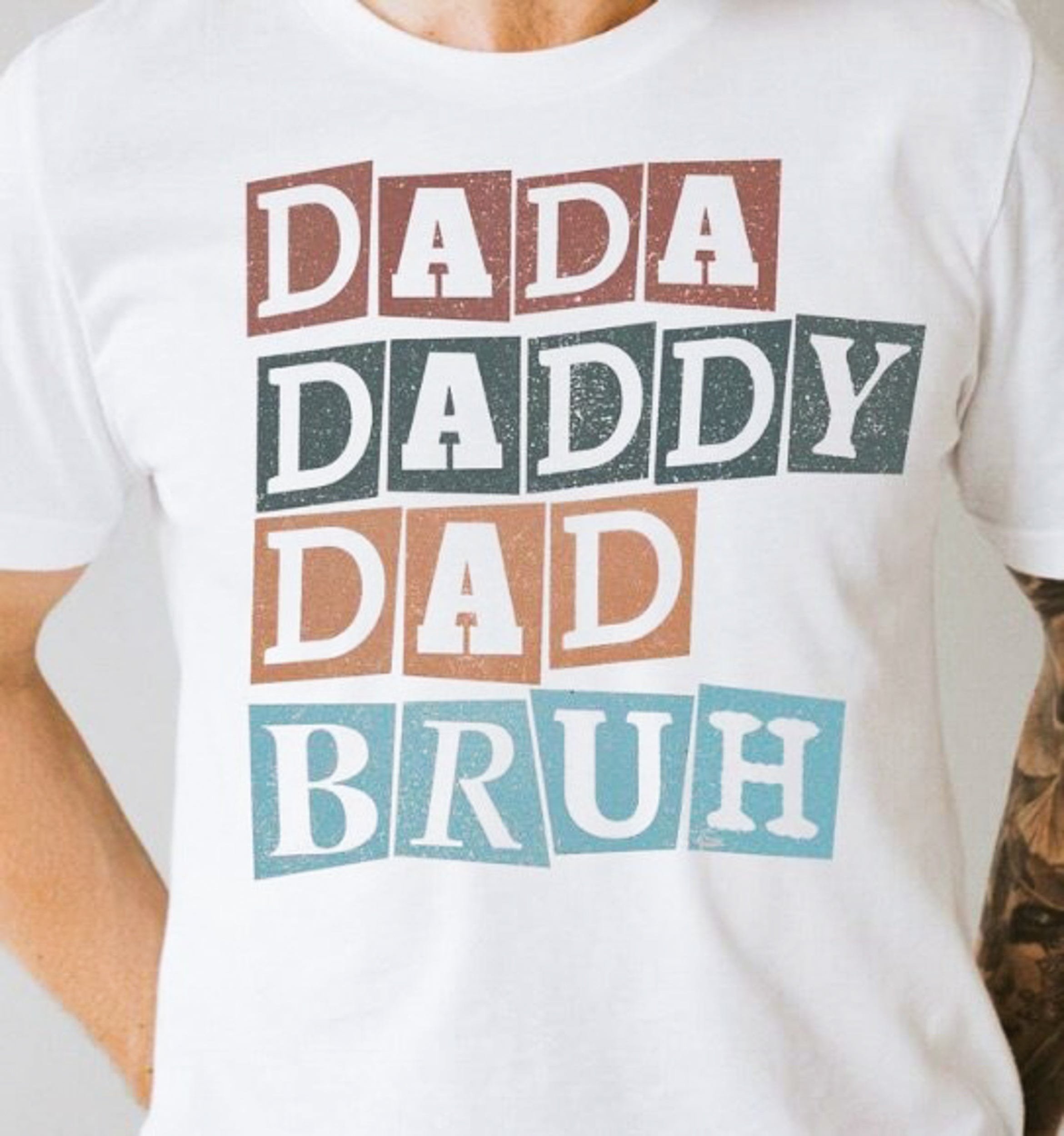 Dada Daddy Dad Bruh Retro Tee - Pre-Shrunk and with Side Seams, Cotton ...