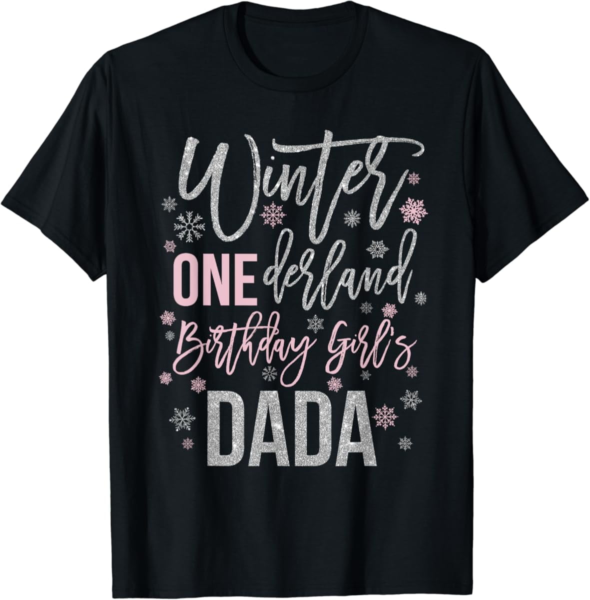 Dada Pink Winter Onederland 1St Birthday Snowflake Matching Unisex Men ...
