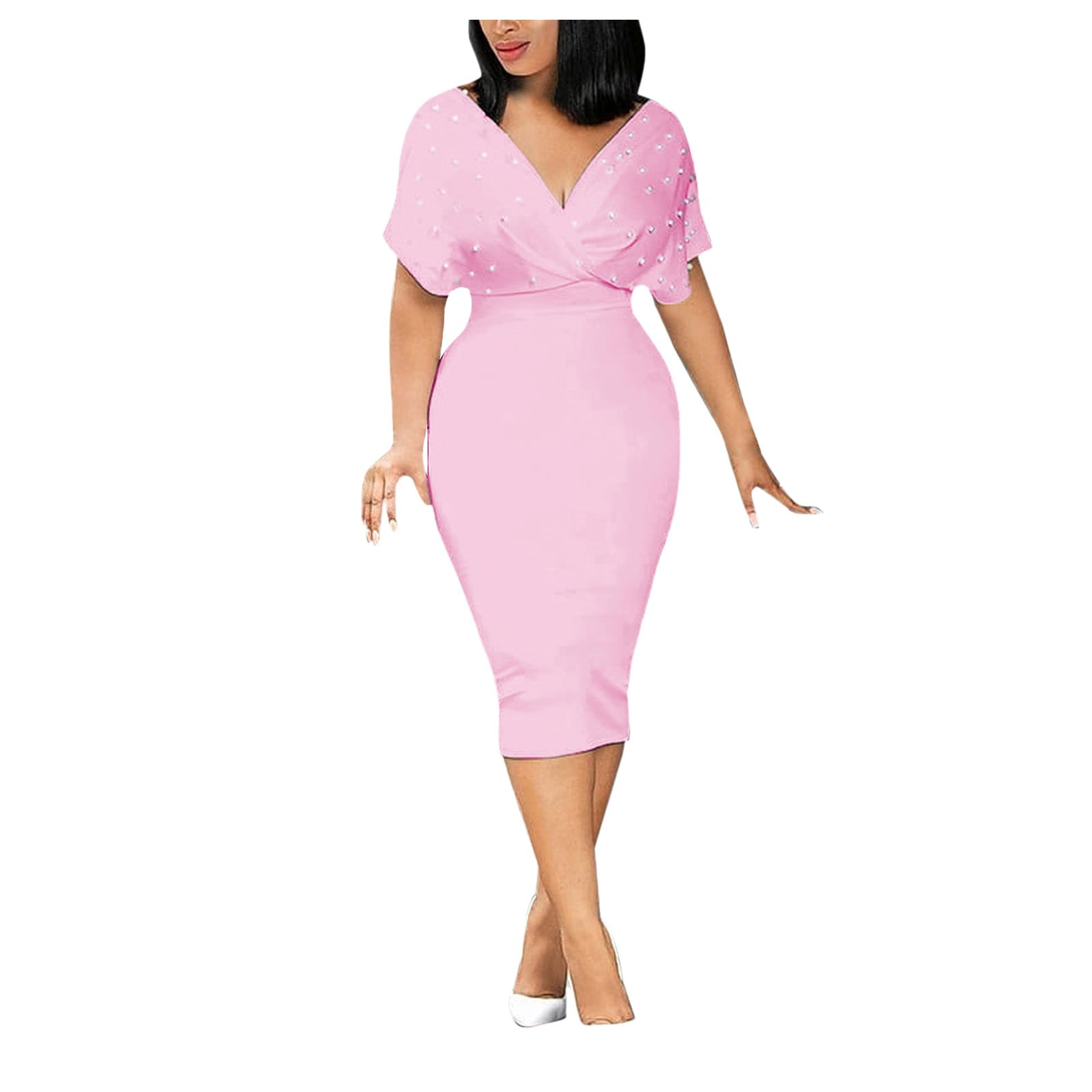 Dadaria Cocktail Dresses Plus Size with Sleeves Women Solid Color Tube ...