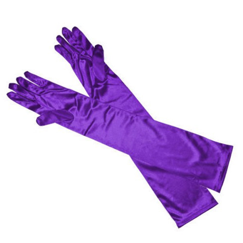 Dadaria Long Black Gloves Womens Satin Long Gloves Opera Wedding Bridal ...