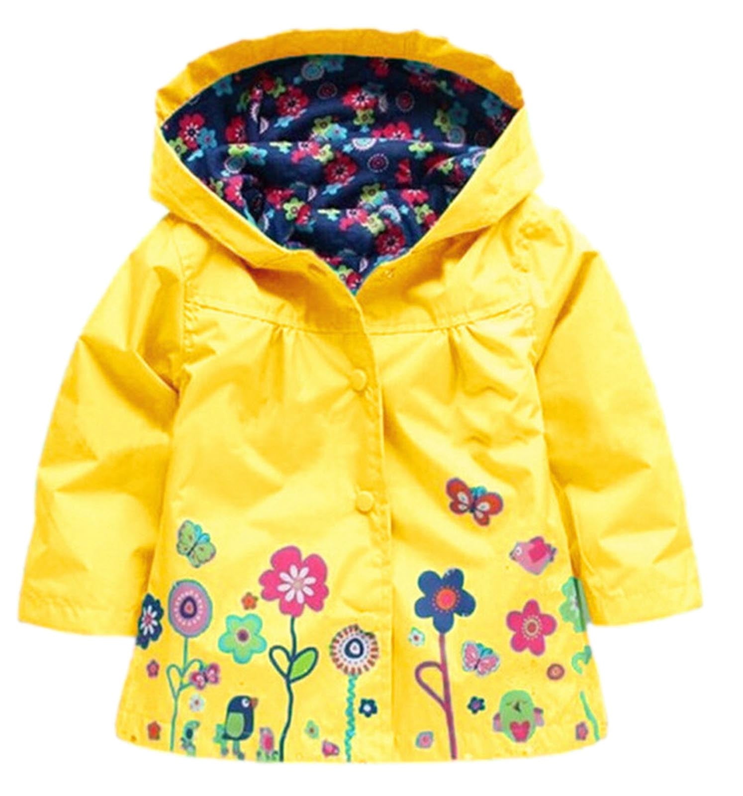 Dadaria Toddler Jacket 18Months-5years, Girls Hooded Raincoat, Yellow ...