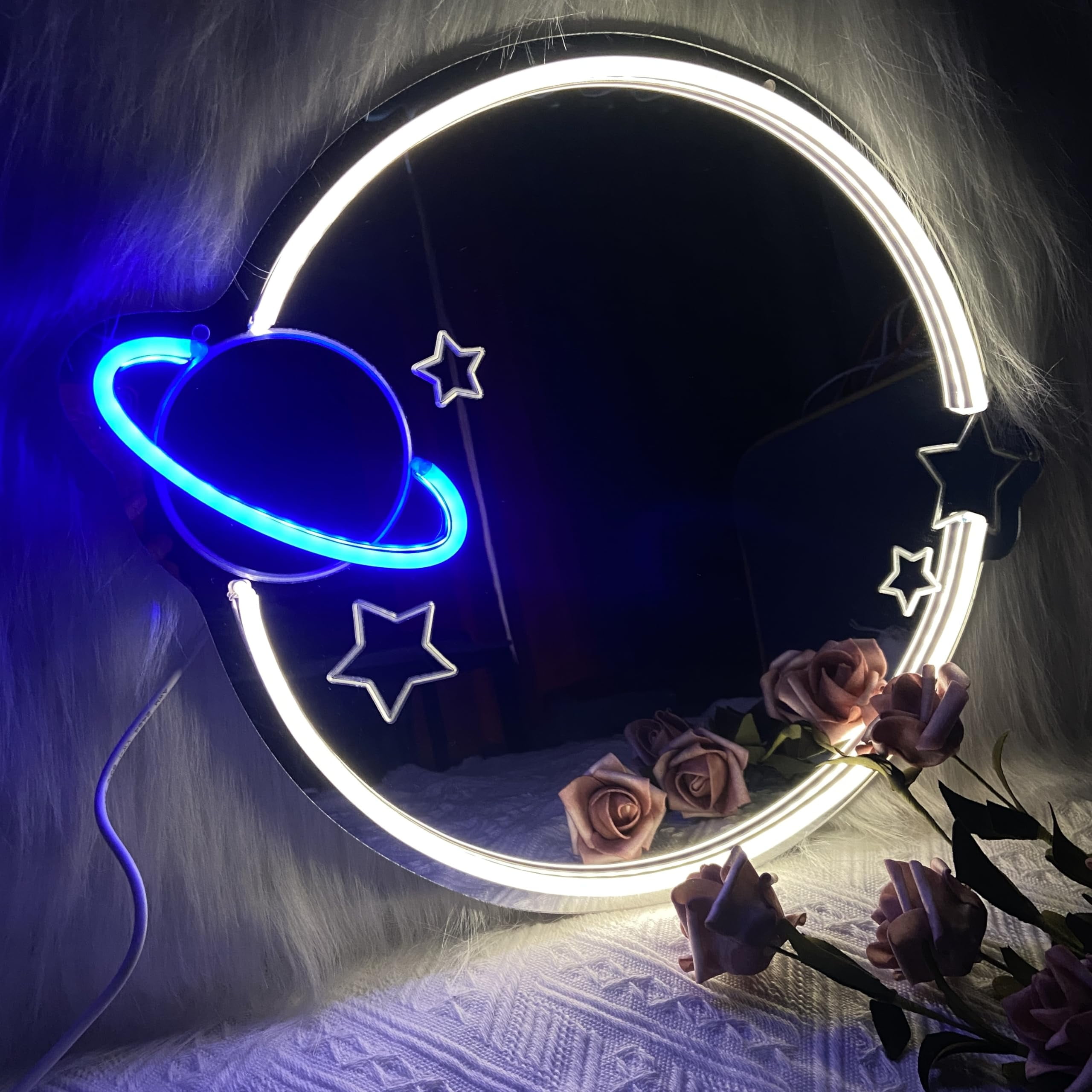 Dadarolly Planet Mirror Sign Light, Led Star Neon Light Signs for Wall ...