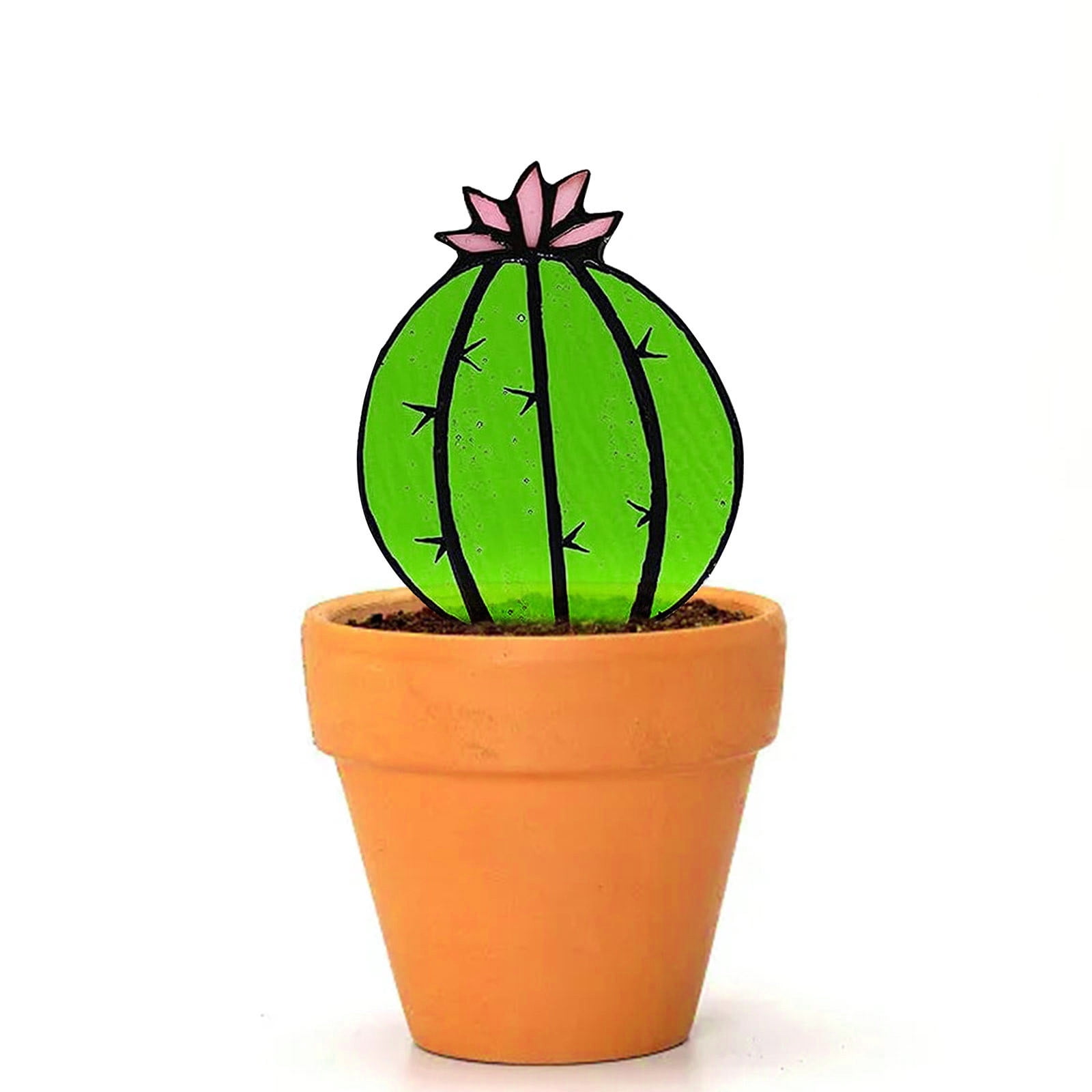 Dadatutu Artificial Succulent Plants, Green Faux Cactus with Pot ...