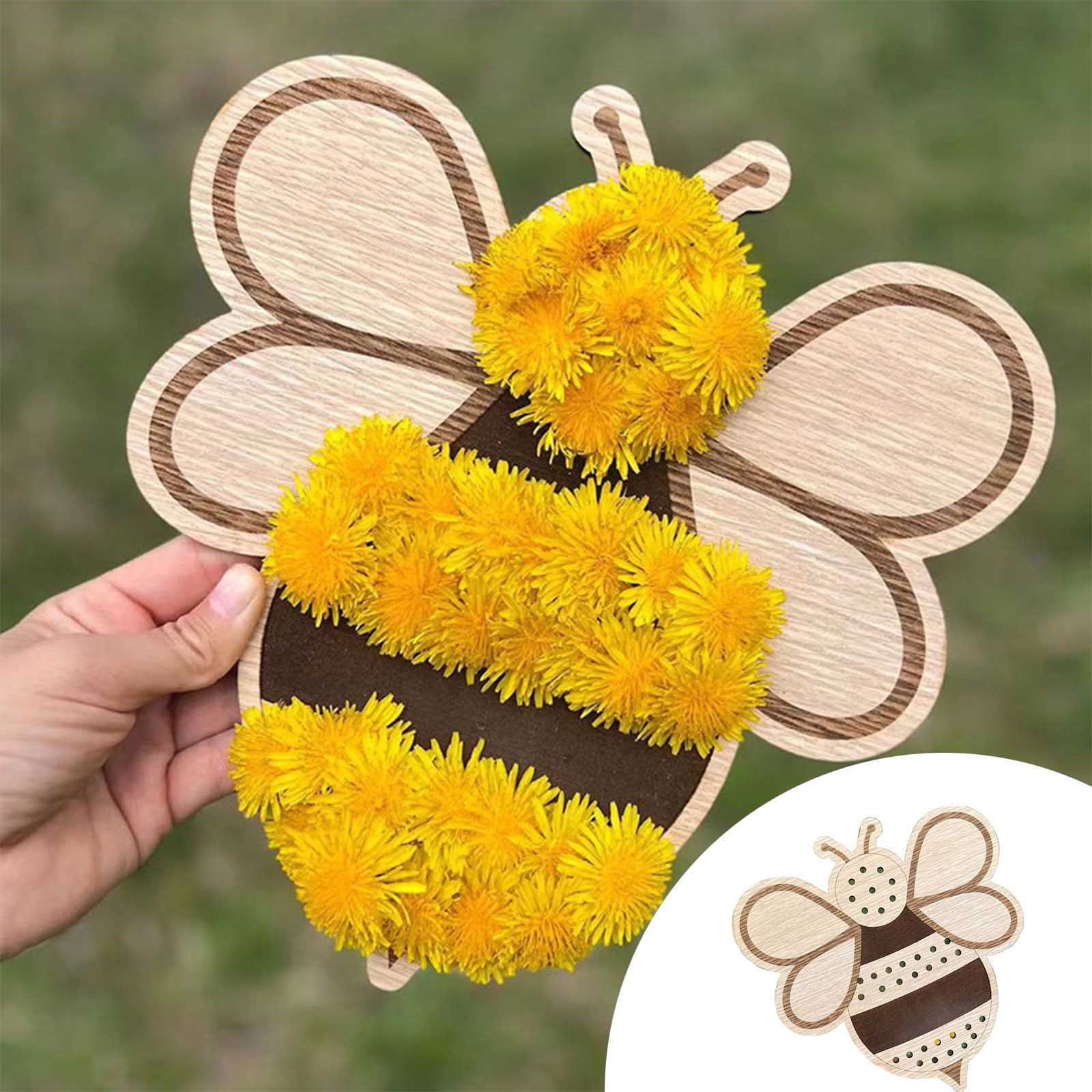 Dadatutu Bee-Shape Kids Craft Board - Natural Wood Flower Arrangement ...