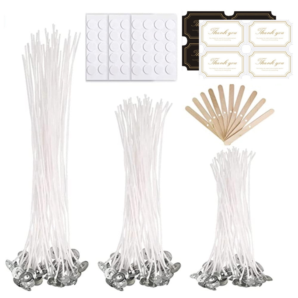 Dadatutu Candle Wicks with 30Pcs Candle Wick Stickers and 10 Pcs Wooden ...