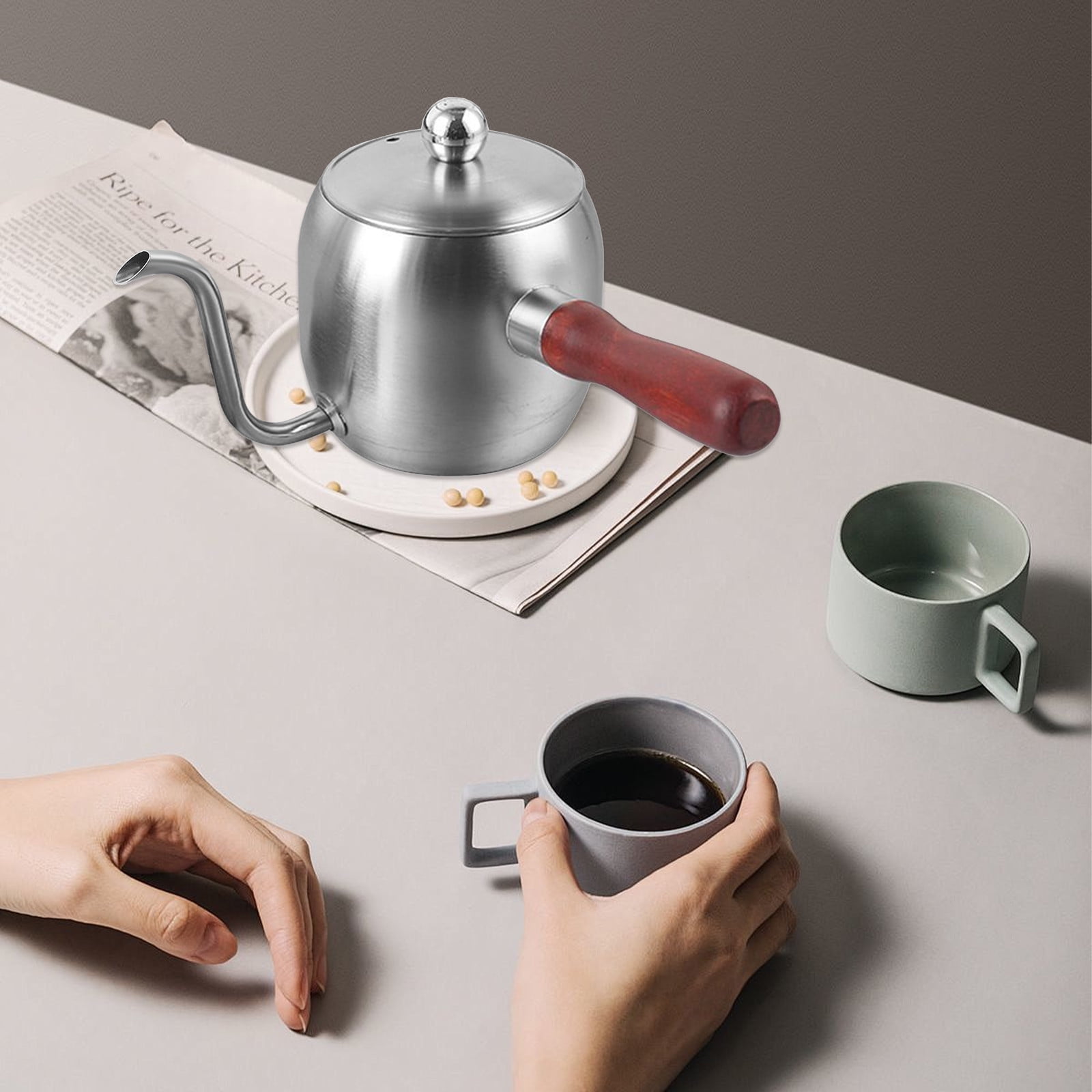 Dadatutu Coffee Kettle Mini 16Oz Kettle with Lid & Handle, Long Narrow ...