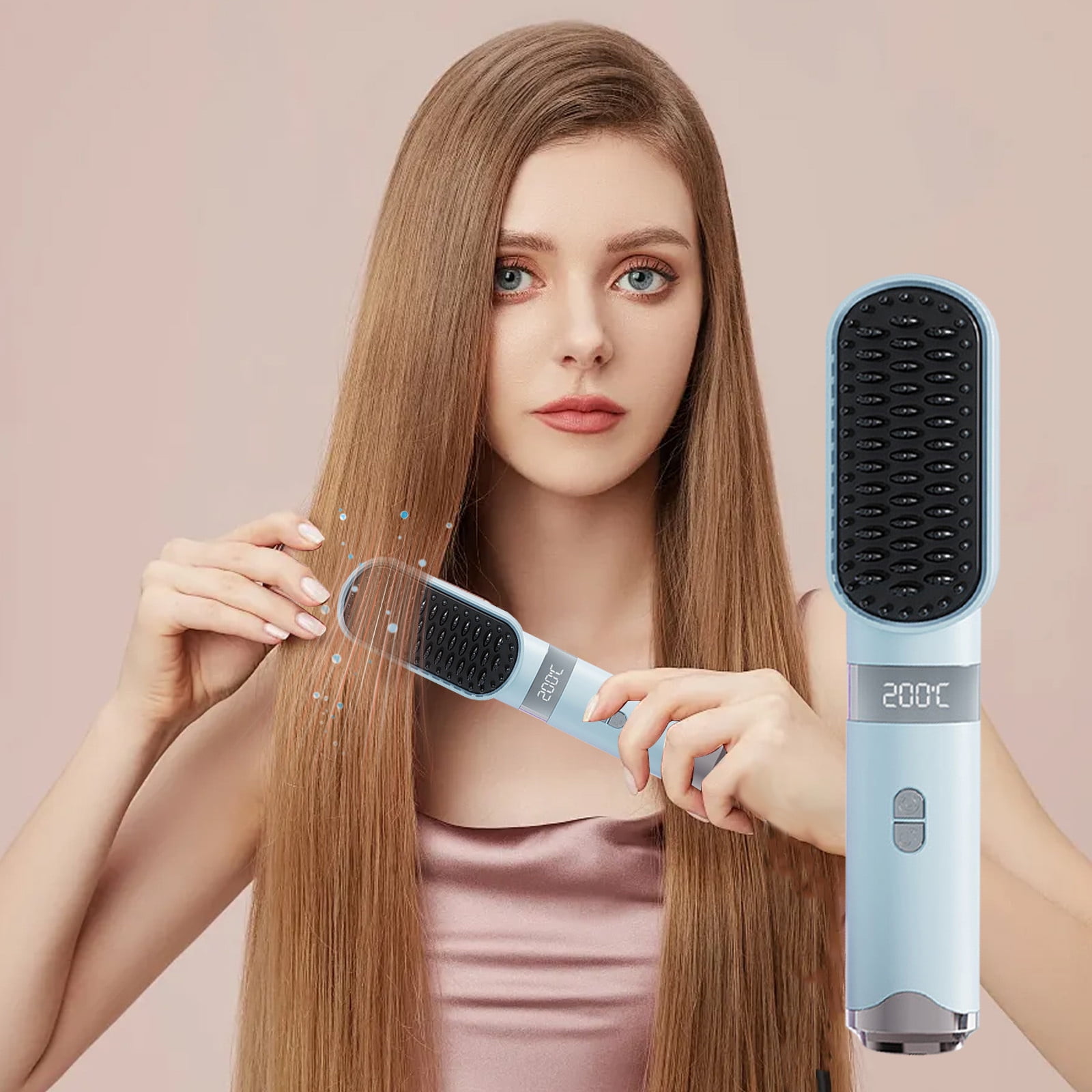 Dadatutu Cordless Hair Straightener Brush, Portable Hot Comb for Travel ...