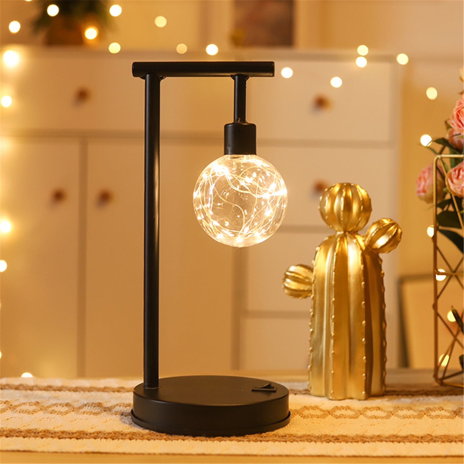 Dadatutu LED Wrought Iron Night Lamp - Battery-Powered Warm White ...