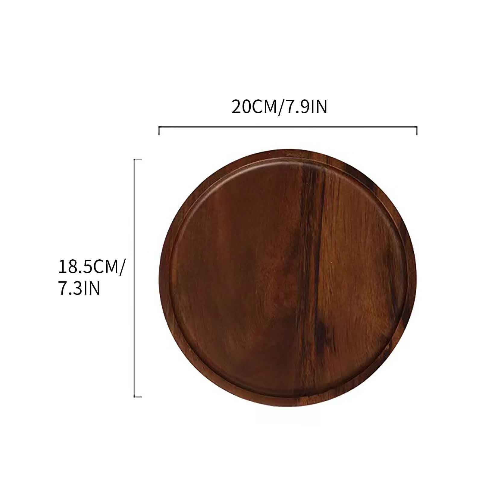 Dadatutu Wooden Serving Tray, Wood Round Tray, Round Brown Wood Tea ...