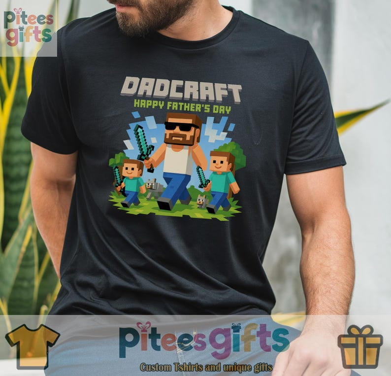 Dadcraft Minecraft Father’s Day Shirt – Funny Gamer Tee for Geeky Dads ...