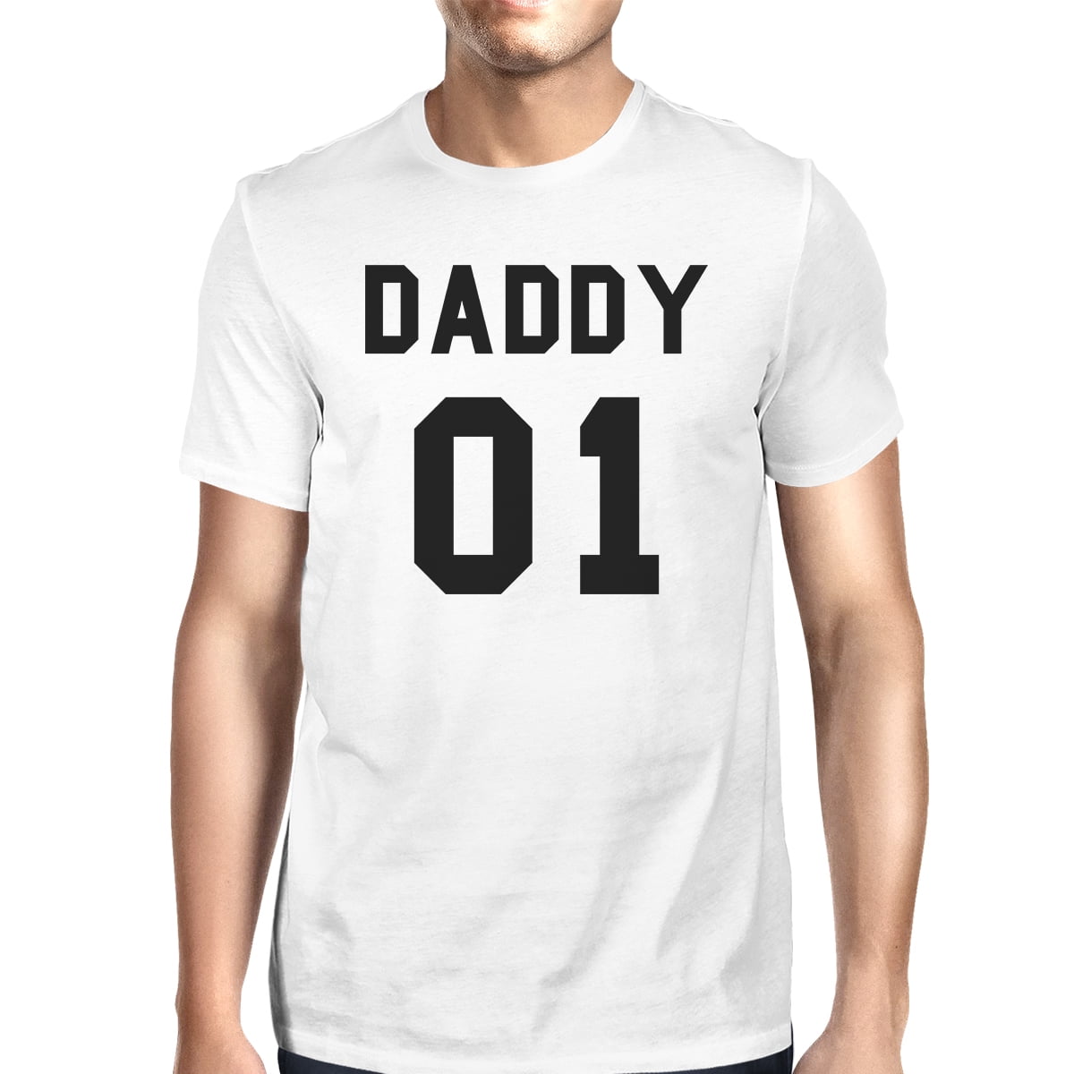 Daddy 01 Mens White Tee Round Neck Graphic Tee Shirt Gift For Dads ...