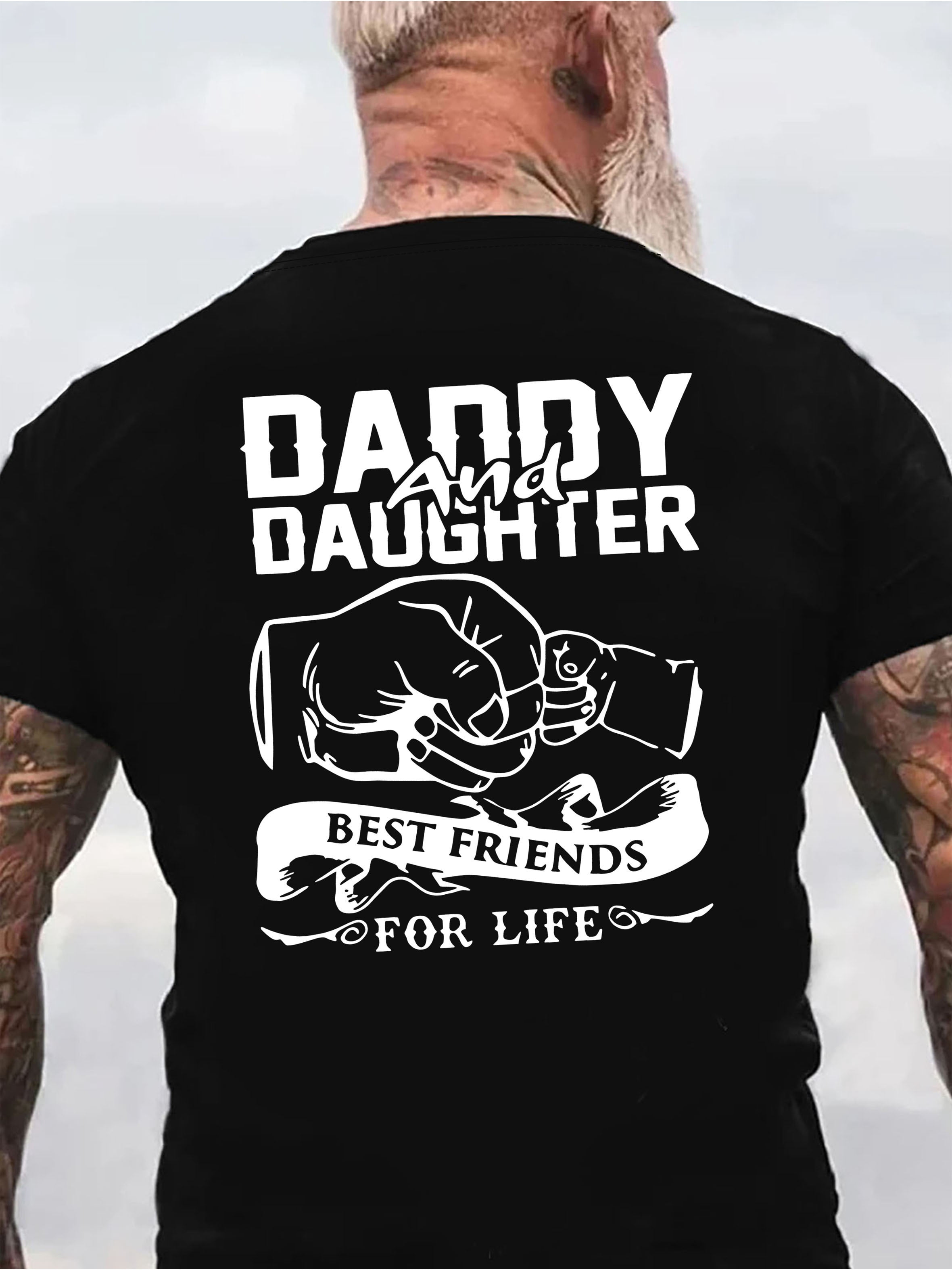 Daddy And Daughter Print Men's Crew Neck Short Sleeve Plus Size T-shirt ...