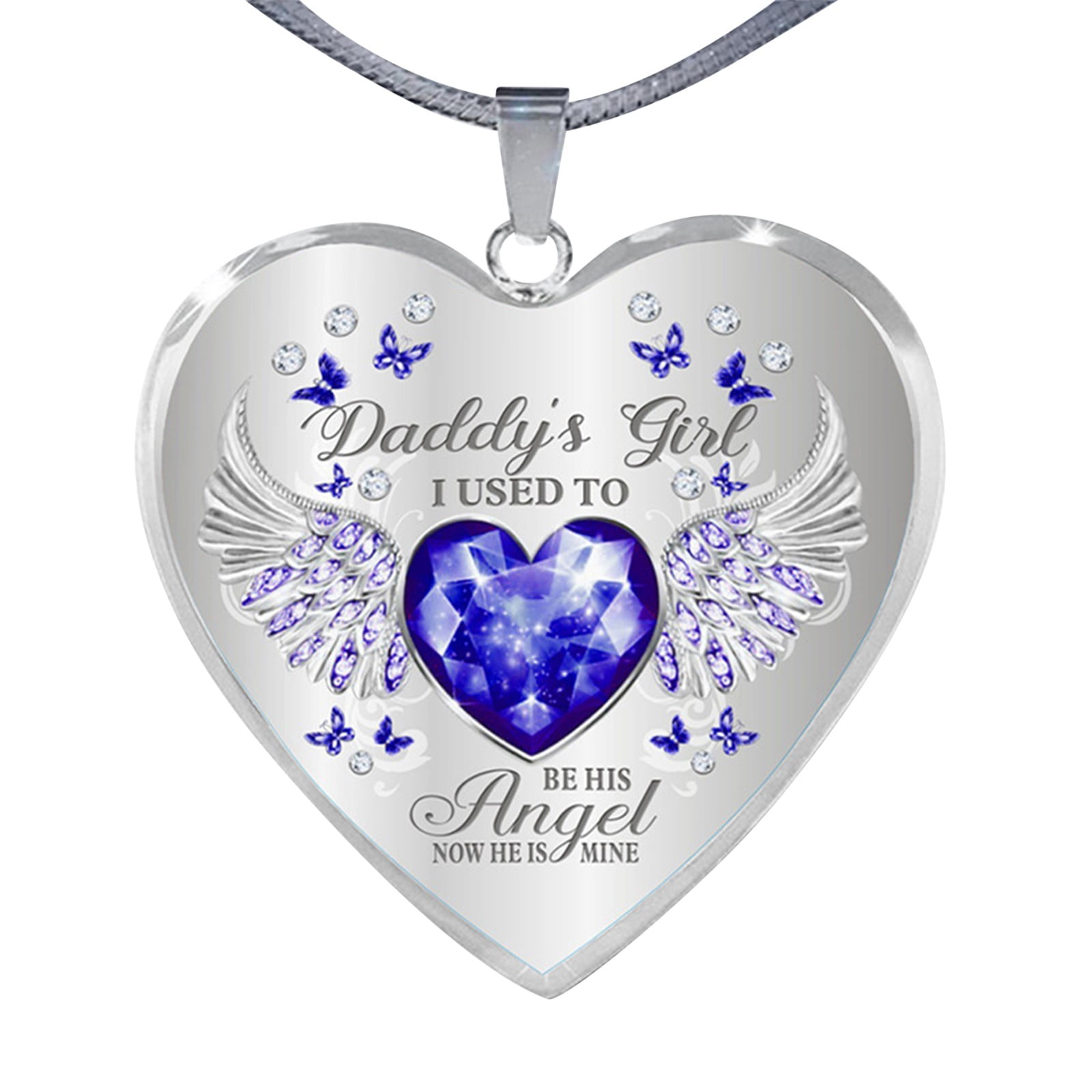 Daddy' Angelss Dad and Daughter Angelss Wingsss Heart Drop Necklace ...