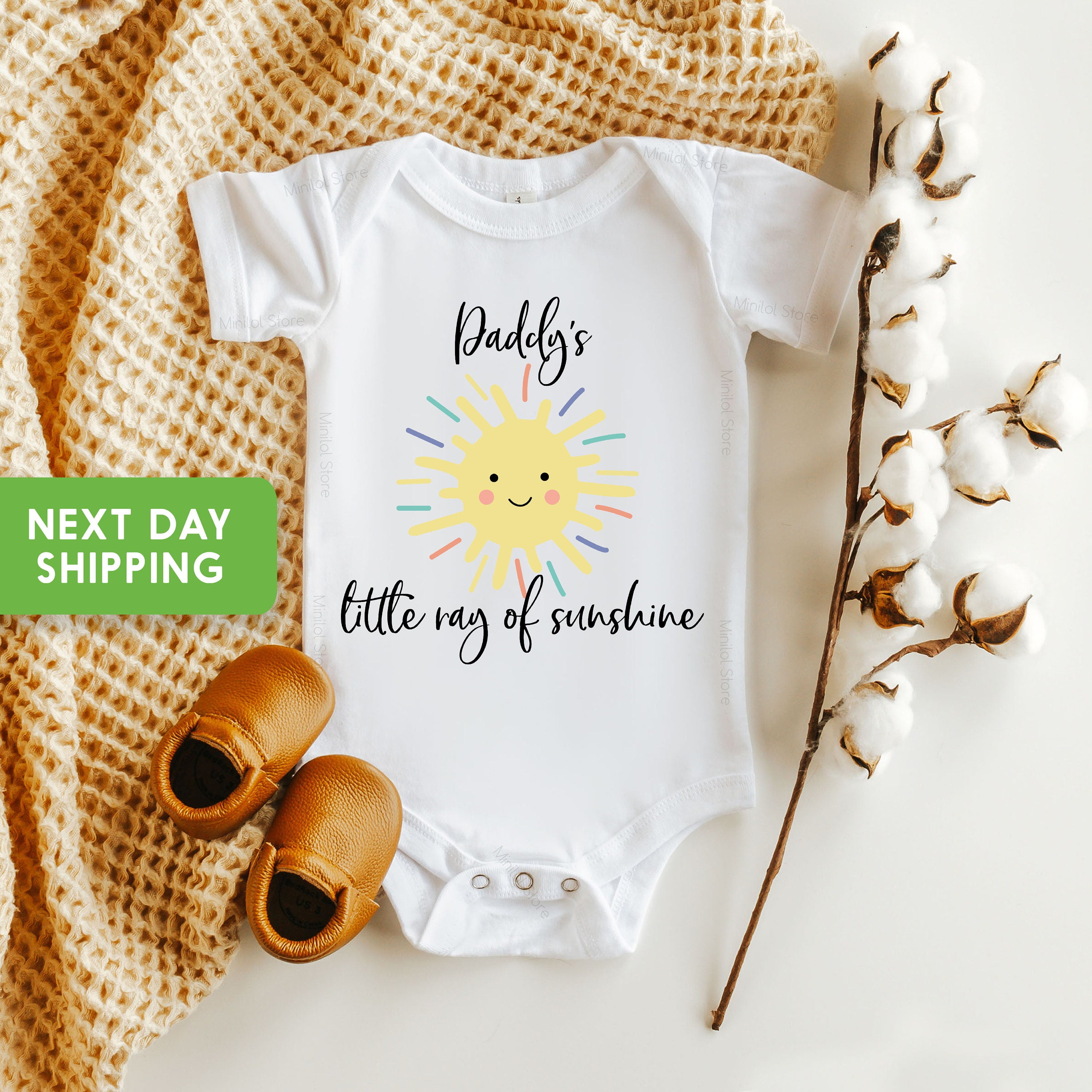 Daddy Baby Onesie Cute Daddy'S Little Ray Of Sunshine Onesie Daddy ...