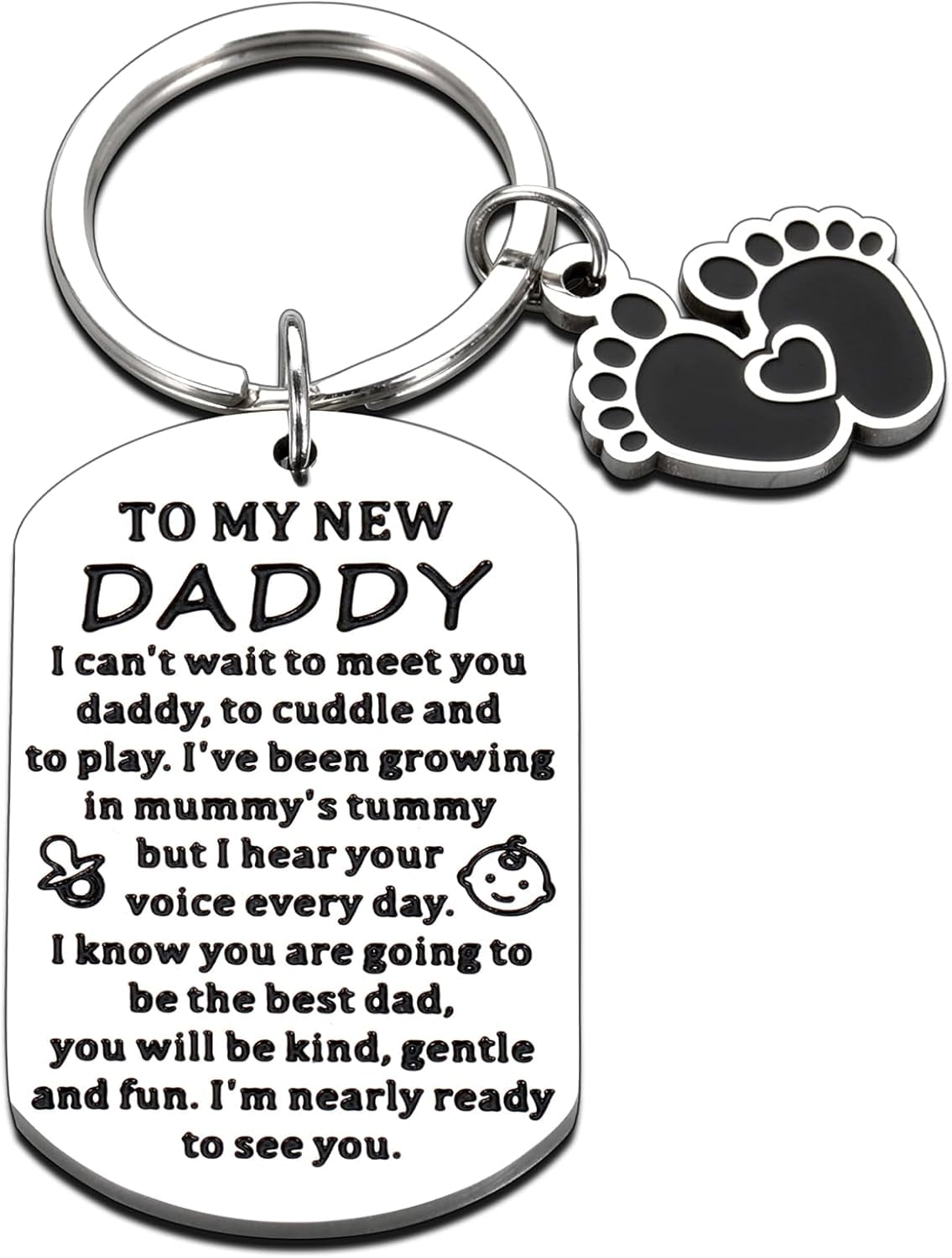 Daddy Dad To Be Gifts New Dad Keychain Gifts for Men Baby Announcement ...