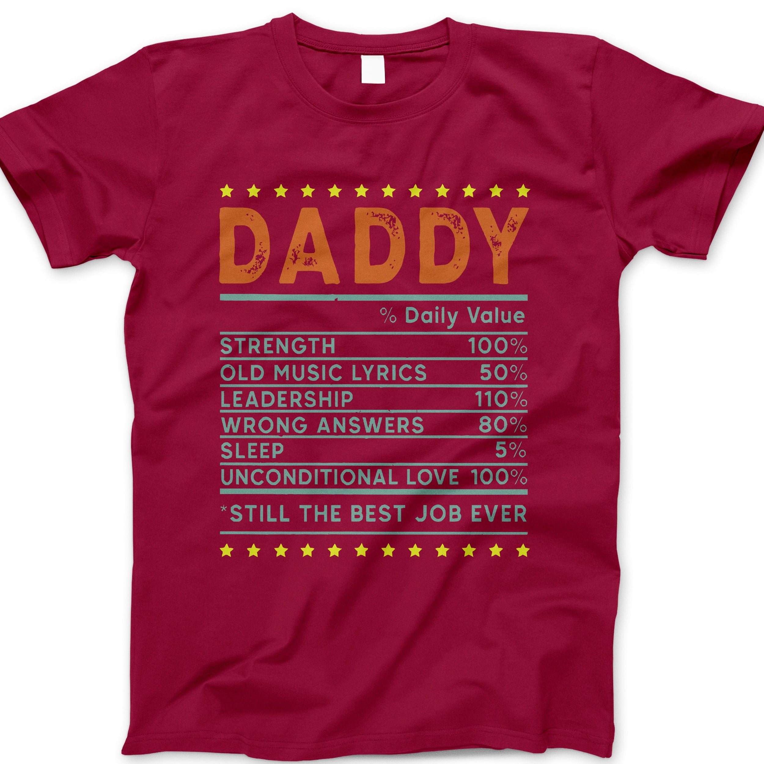 Daddy Daily Value T-Shirt – Funny Nutrition Label Graphic Tee for Dad ...