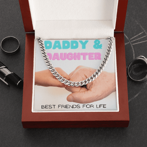 Daddy & Daughter Fist Bump/ Cuban Link Chain Luxury Box - Walmart.com