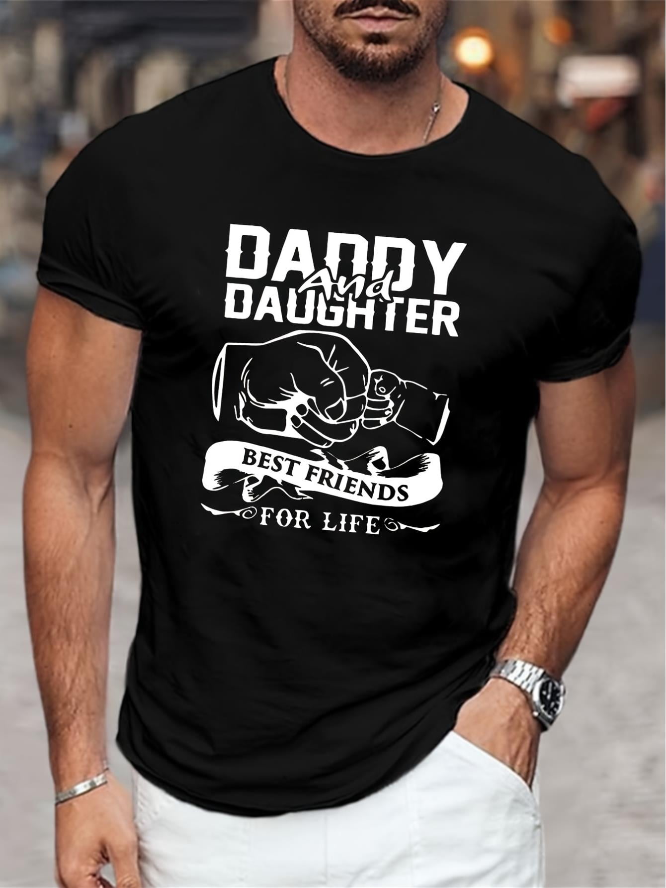 Daddy Daughter Graphic Print Men's Creative Top, Casual Short Sleeve Crew Neck T-shirt, Men's ...