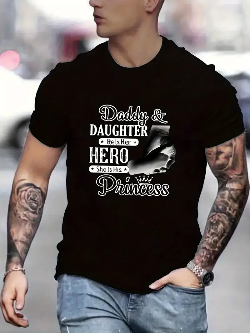 Daddy Daughter Hero Princess Graphic for Men Short Sleeve Casual T ...