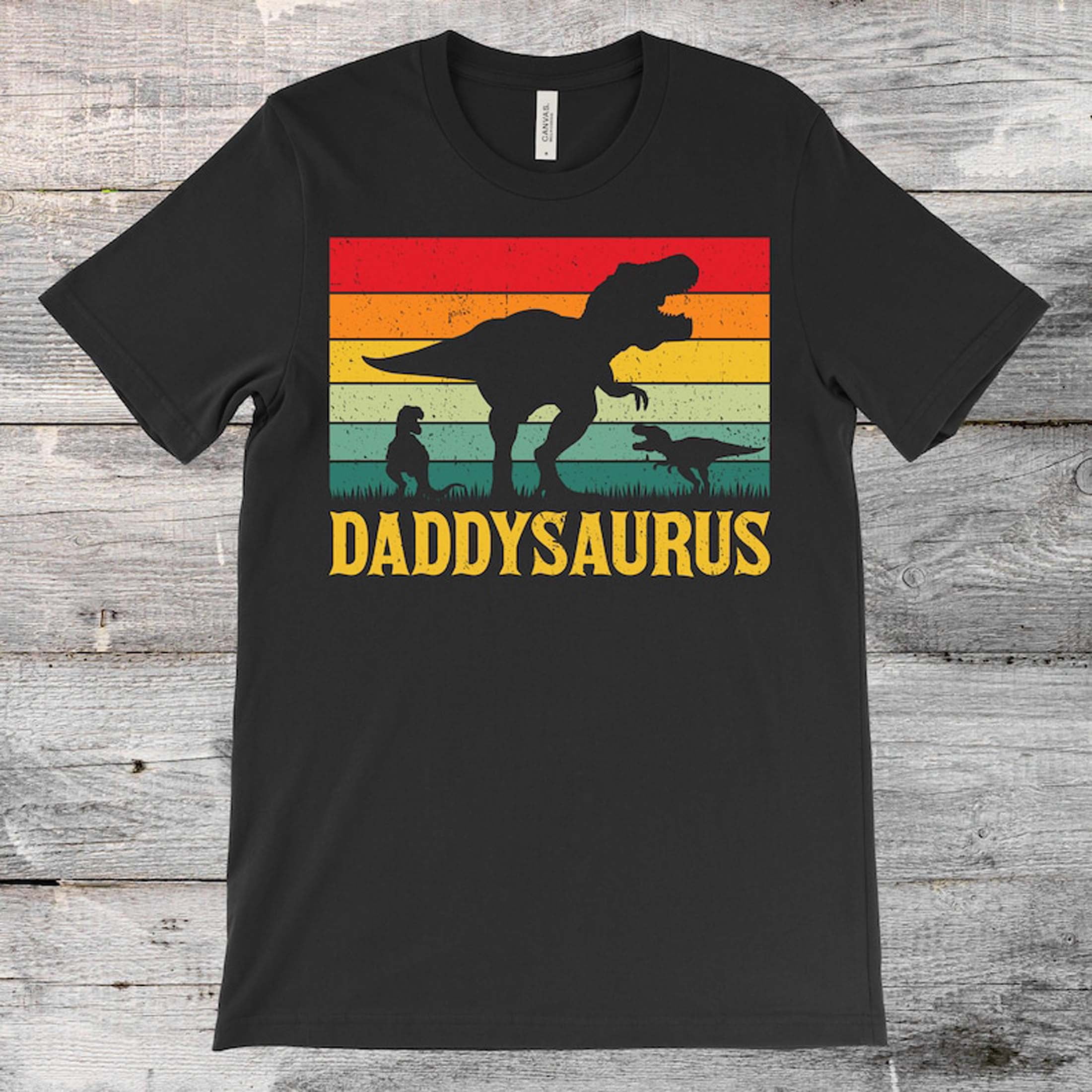 Daddy Dinosaur Daddysaurus 2 Two Kids Father_s Day Gift Dad T-Shirt ...